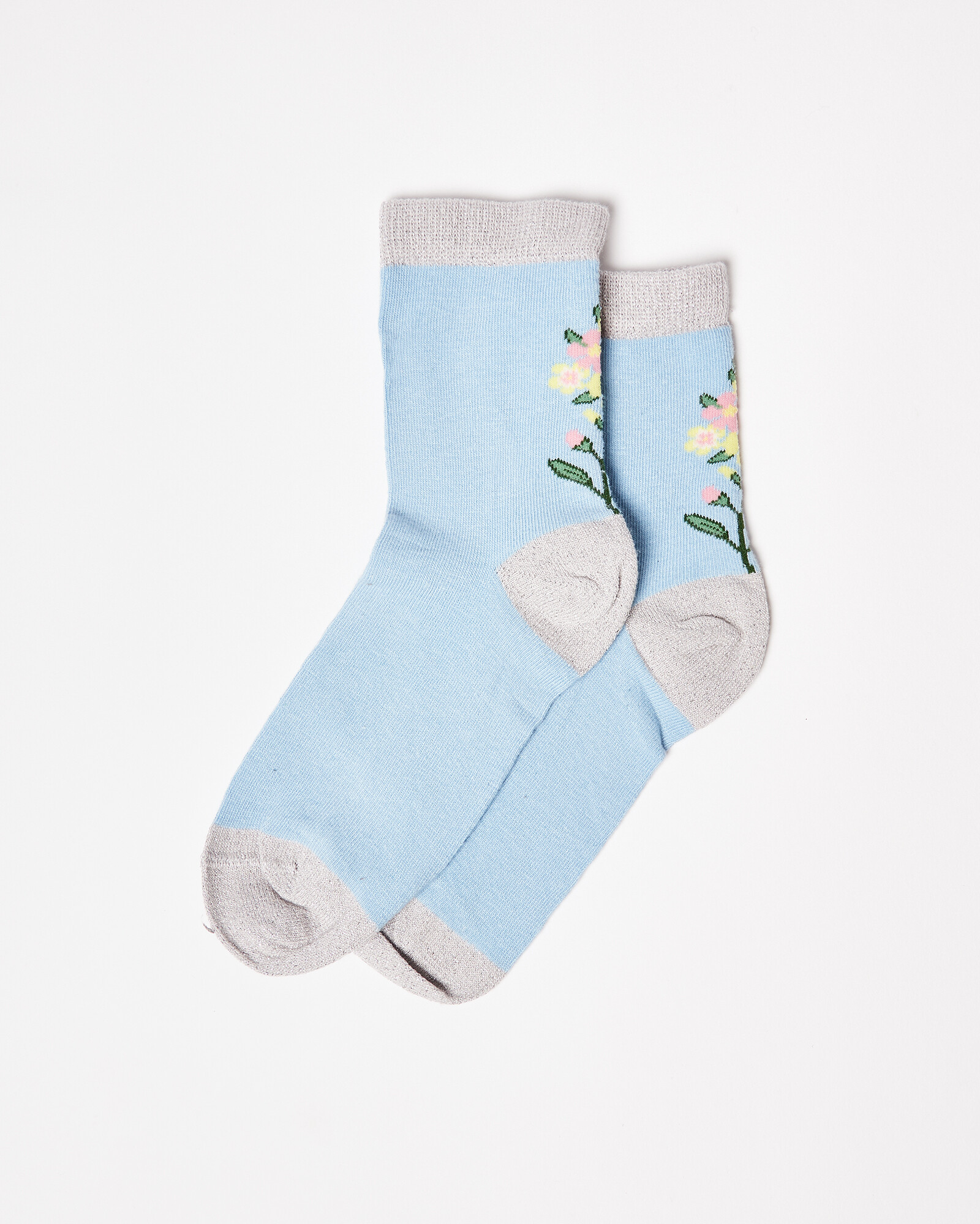 Blue & Silver Floral Ankle Socks | Oliver Bonas