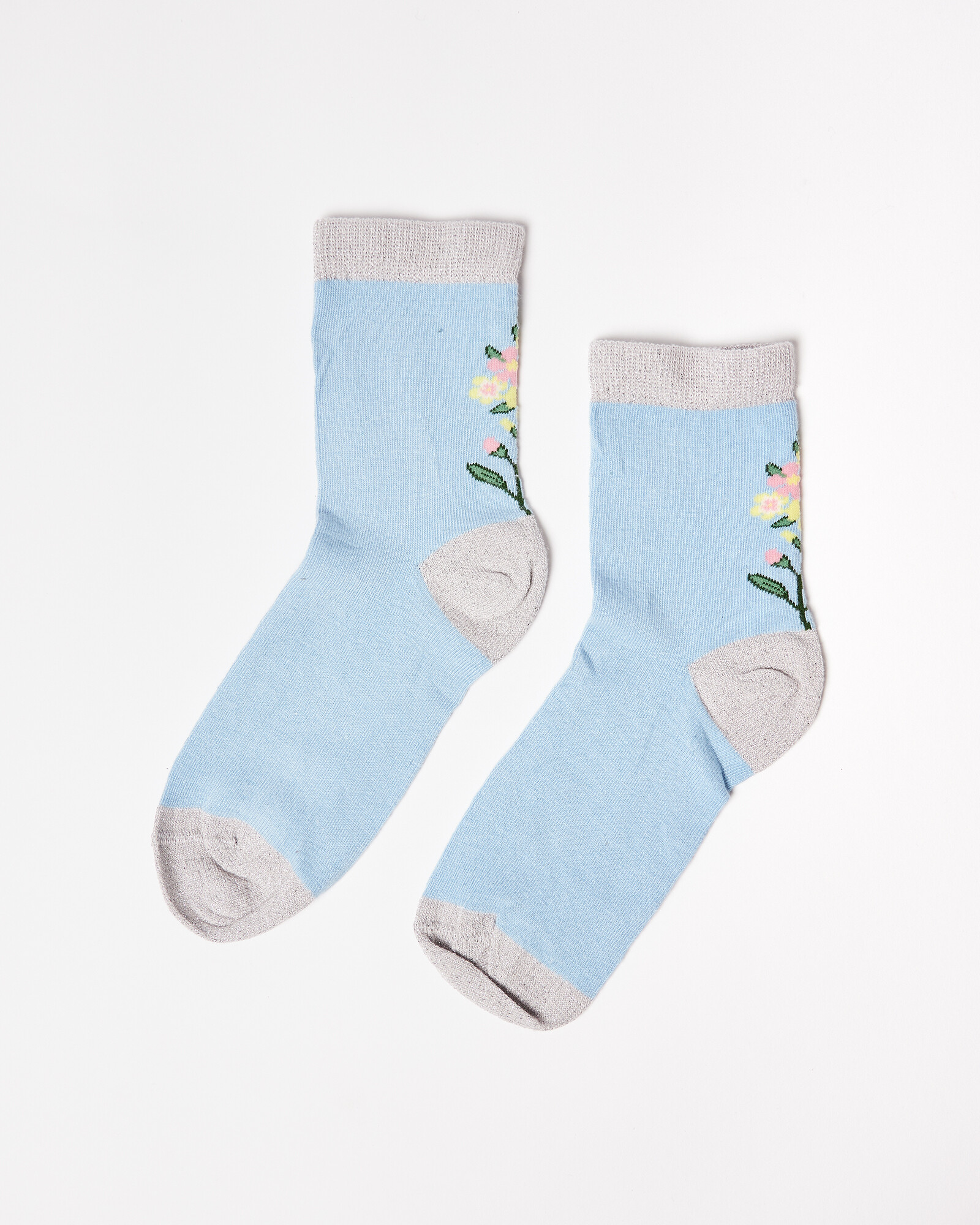 Blue & Silver Floral Ankle Socks | Oliver Bonas
