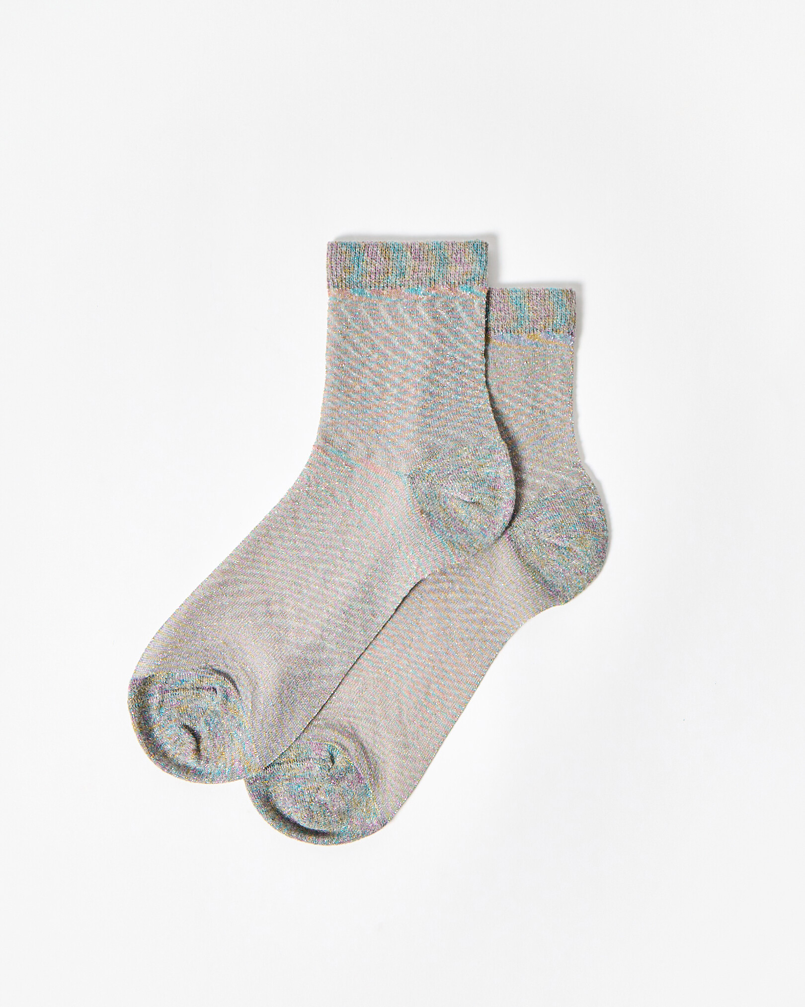 Silver Rainbow Glitter Sheer Ankle Socks | Oliver Bonas