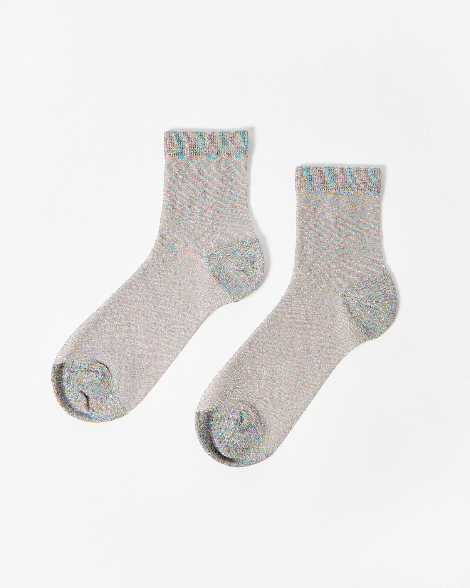 Silver Rainbow Glitter Sheer Ankle Socks | Oliver Bonas