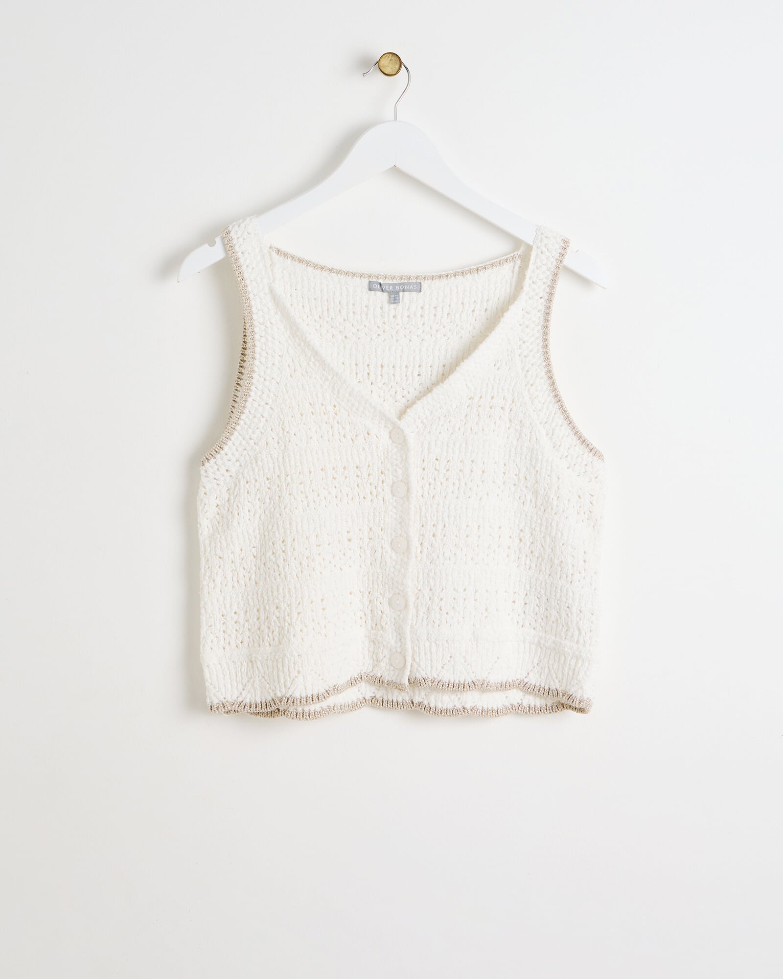 Cream Button Up Knitted Vest | Oliver Bonas