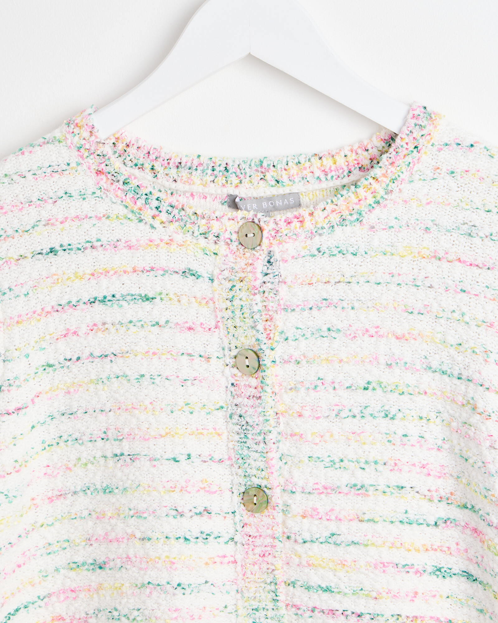 Colourful Stripe White Knitted Cardigan | Oliver Bonas