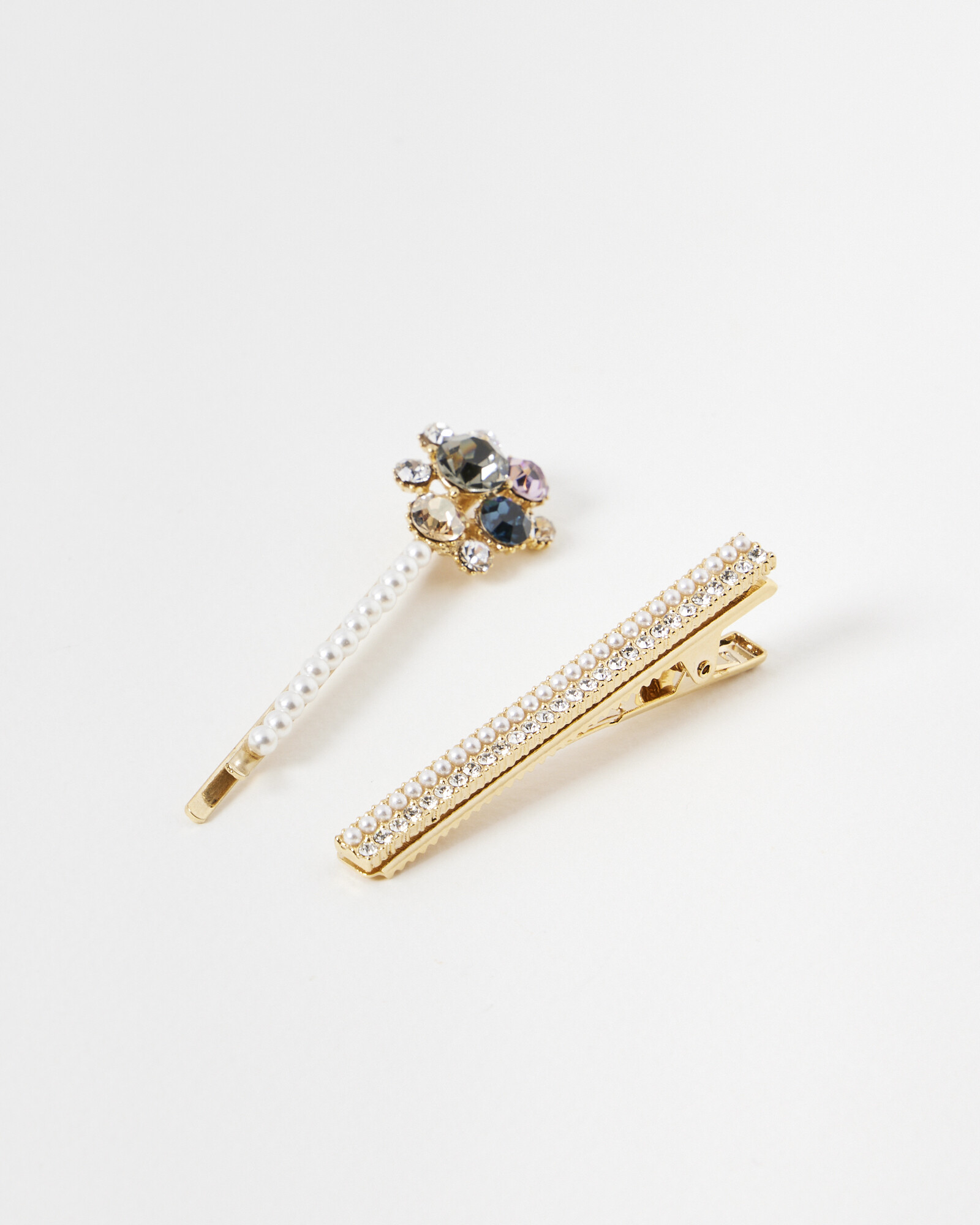 Pixie Floral & Faux Pearl Hair Slides Pack of Two | Oliver Bonas