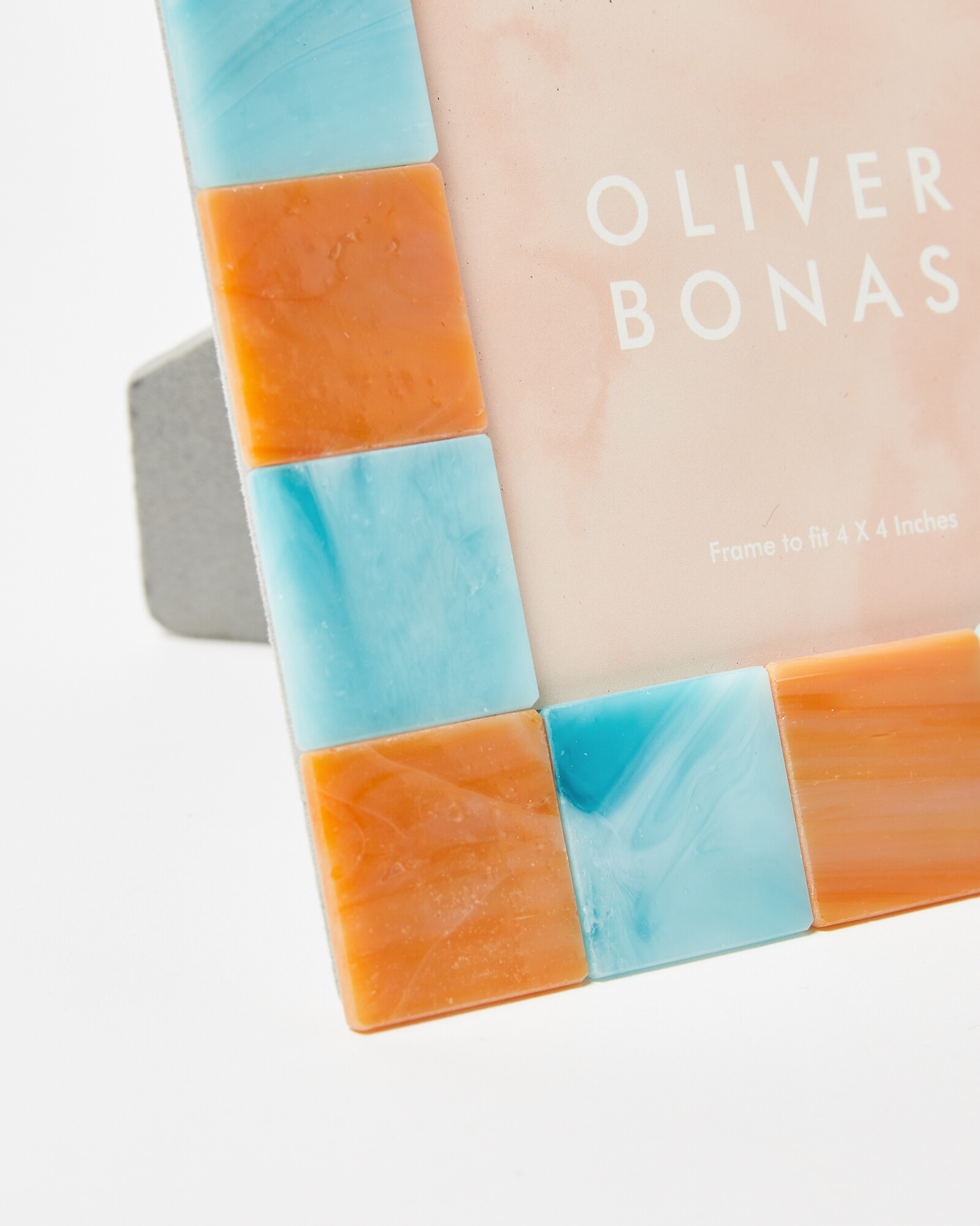 Alyssa Blue & Orange Glass Photo Frame 4x4" | Oliver Bonas