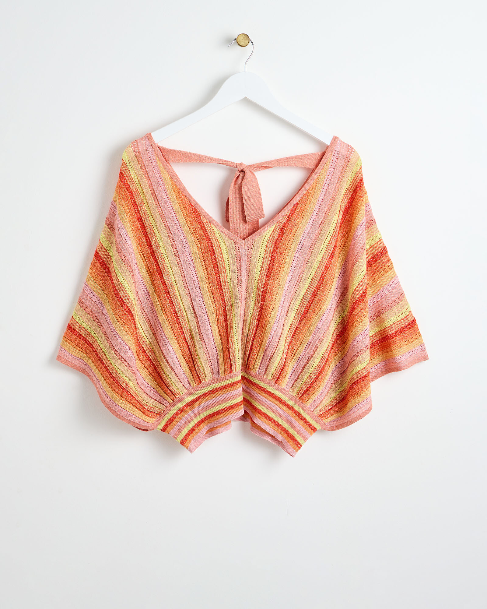Orange Stripe Knitted Batwing Top | Oliver Bonas