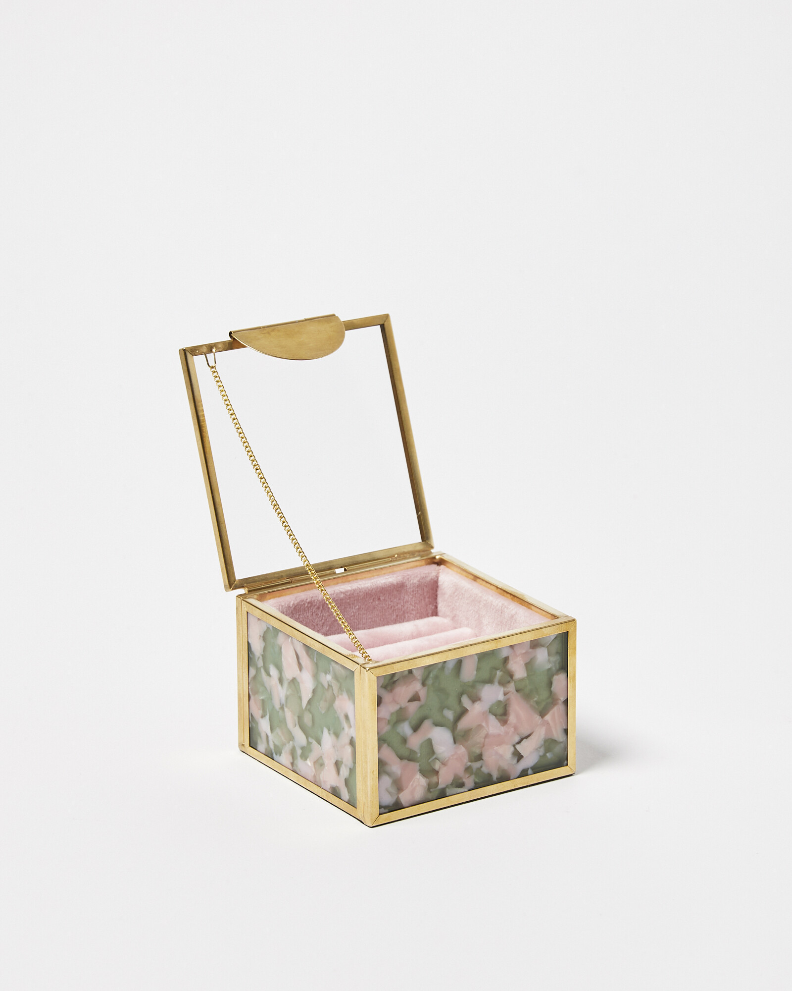 Gold & Glass Pink Resin Jewellery Ring Box | Oliver Bonas