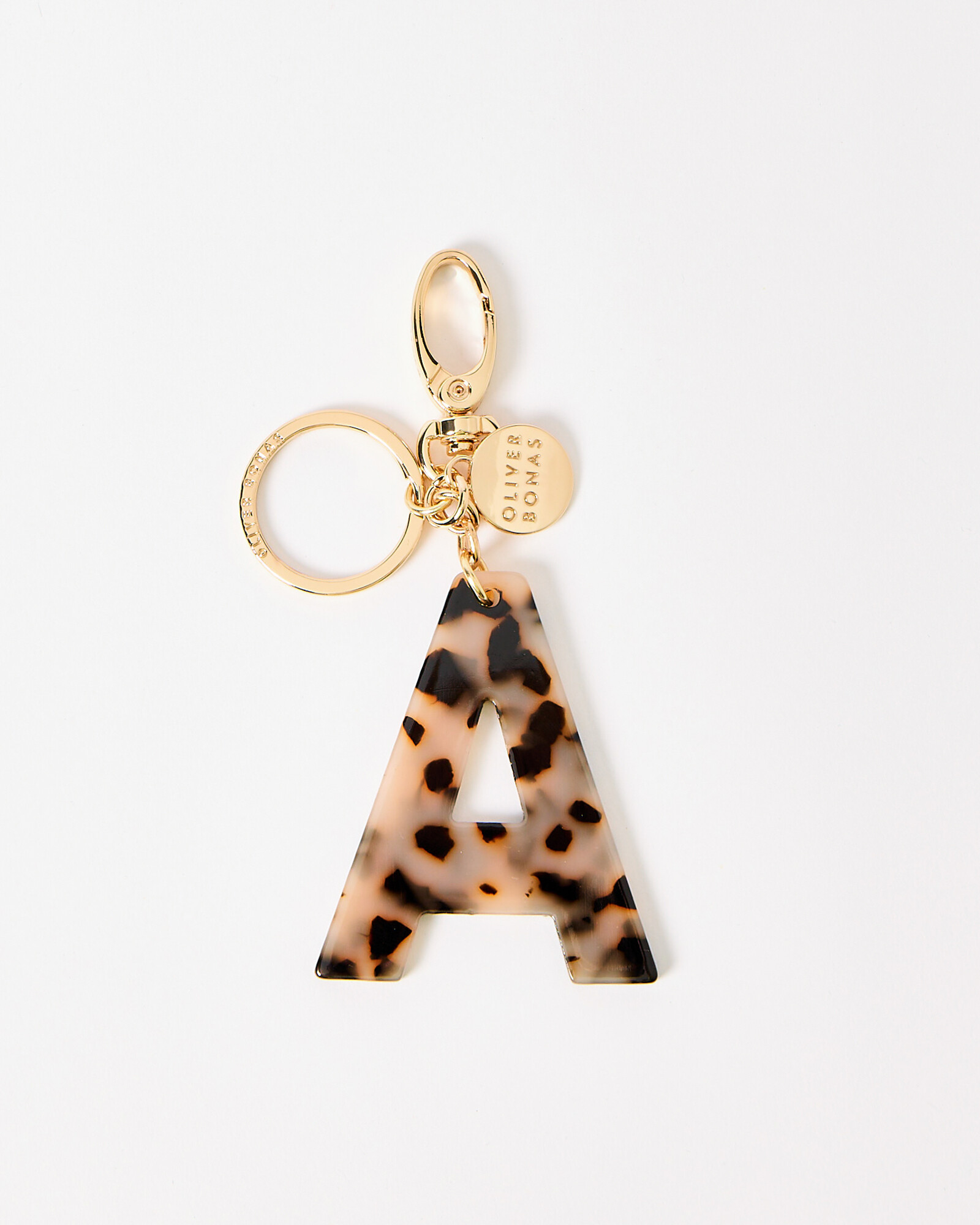 Alphabet Brown Faux Tortoiseshell Initial Keyring | Oliver Bonas