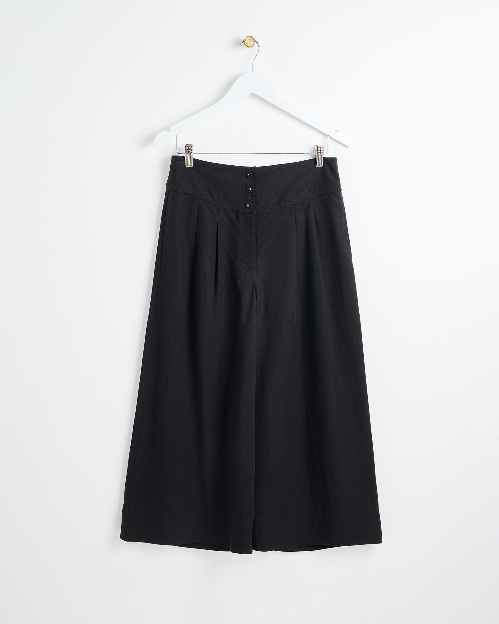 Black Basque Waist Wide Leg Cropped Trousers | Oliver Bonas