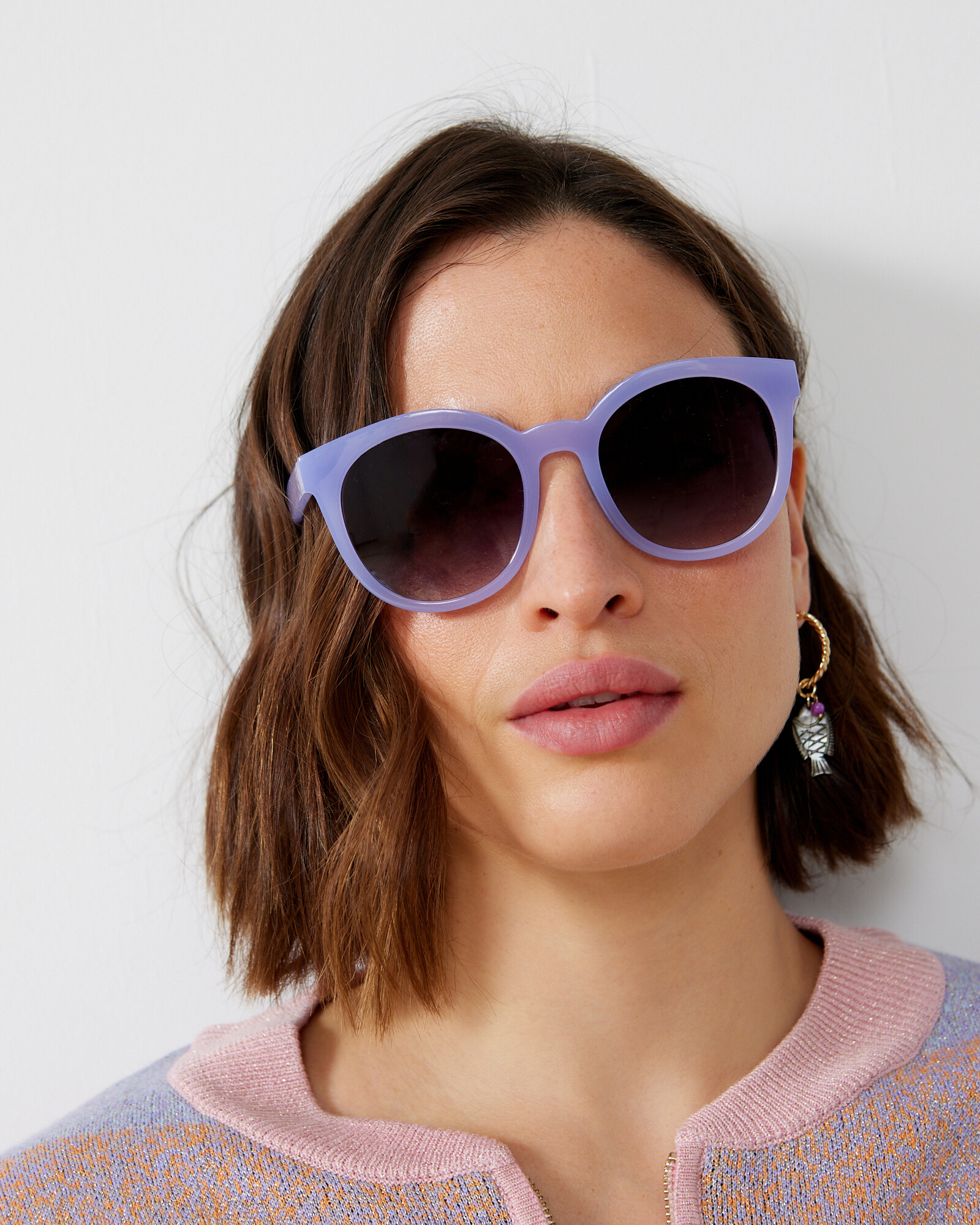 Lilac Purple Round Preppy Sunglasses | Oliver Bonas