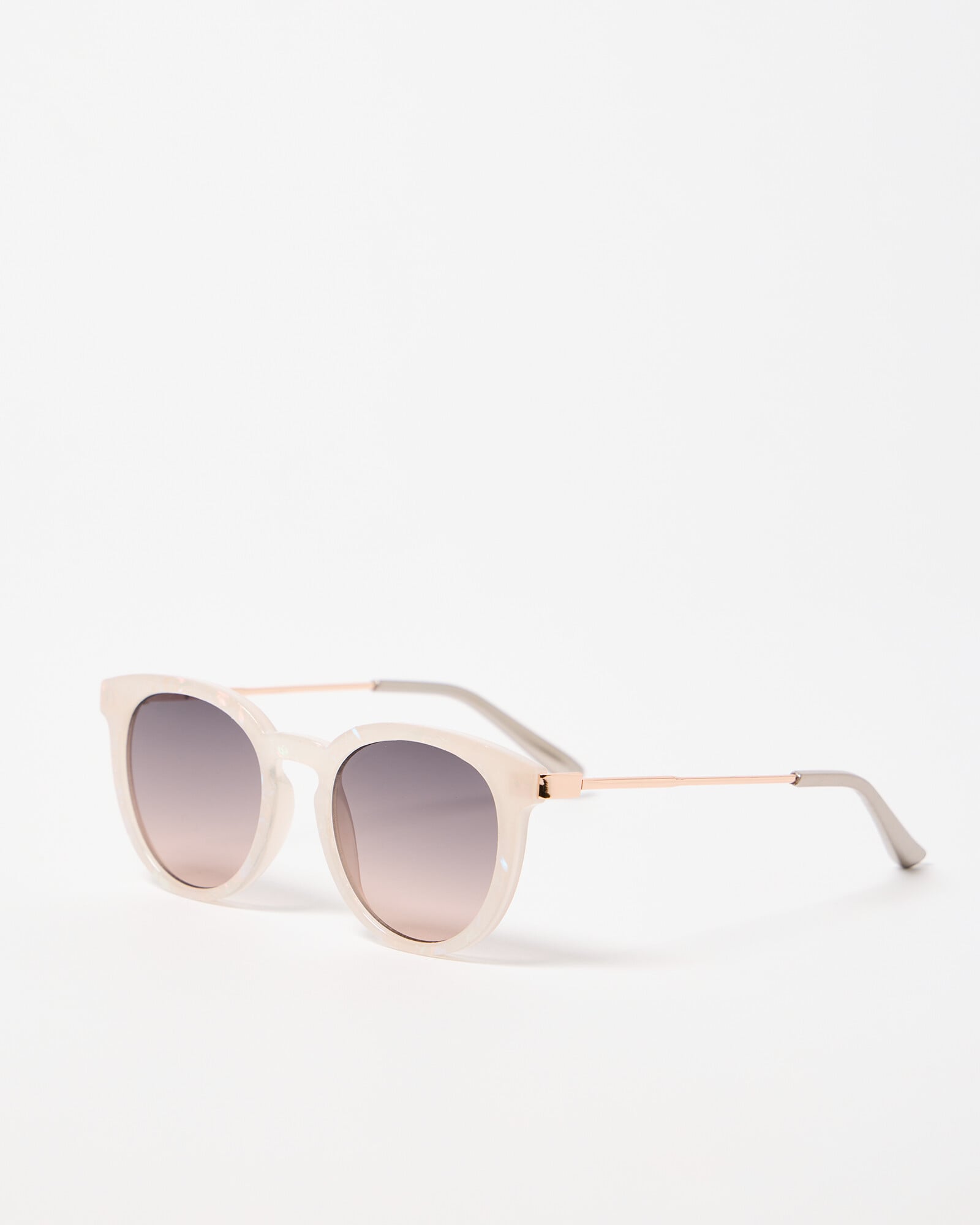 Iridescent White Faux Marbled Preppy Sunglasses | Oliver Bonas