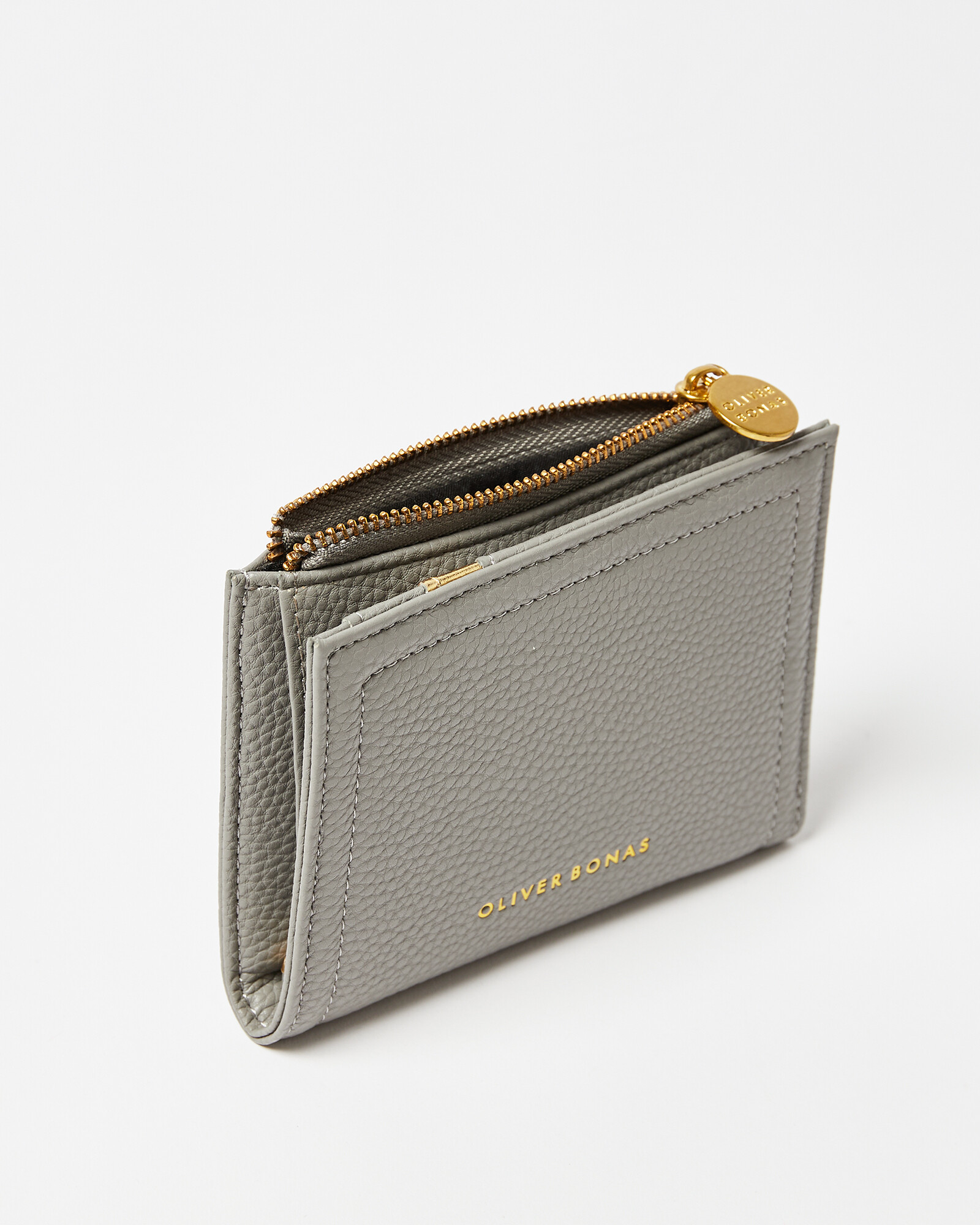Kinley Grey & Gold Zipped Coin Purse | Oliver Bonas