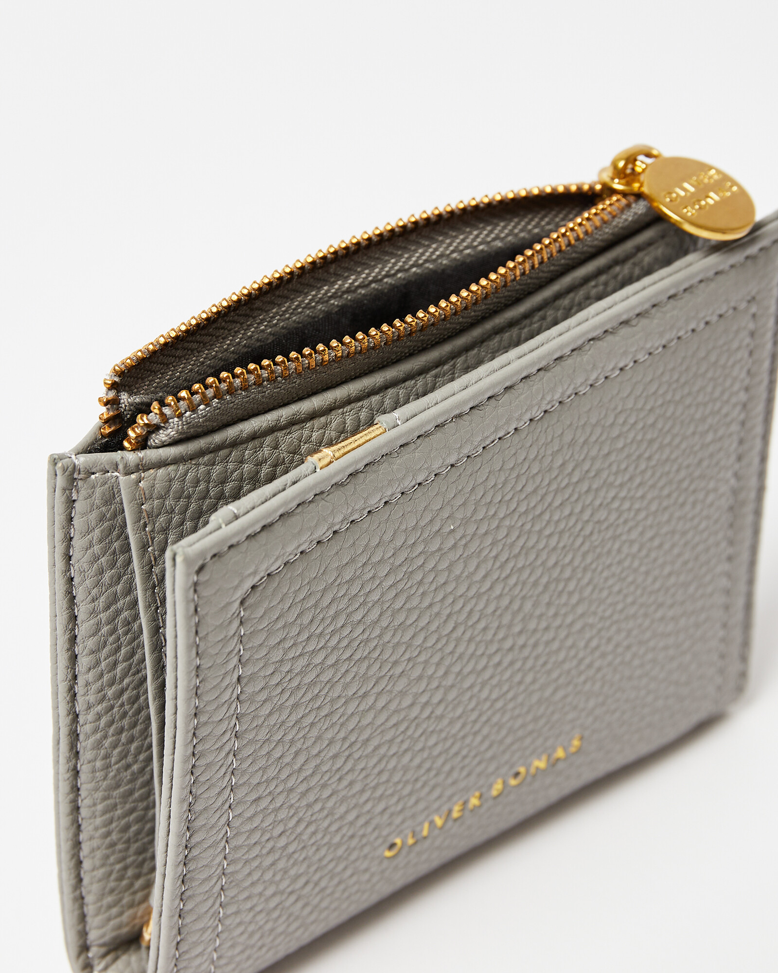 Kinley Grey & Gold Zipped Coin Purse | Oliver Bonas