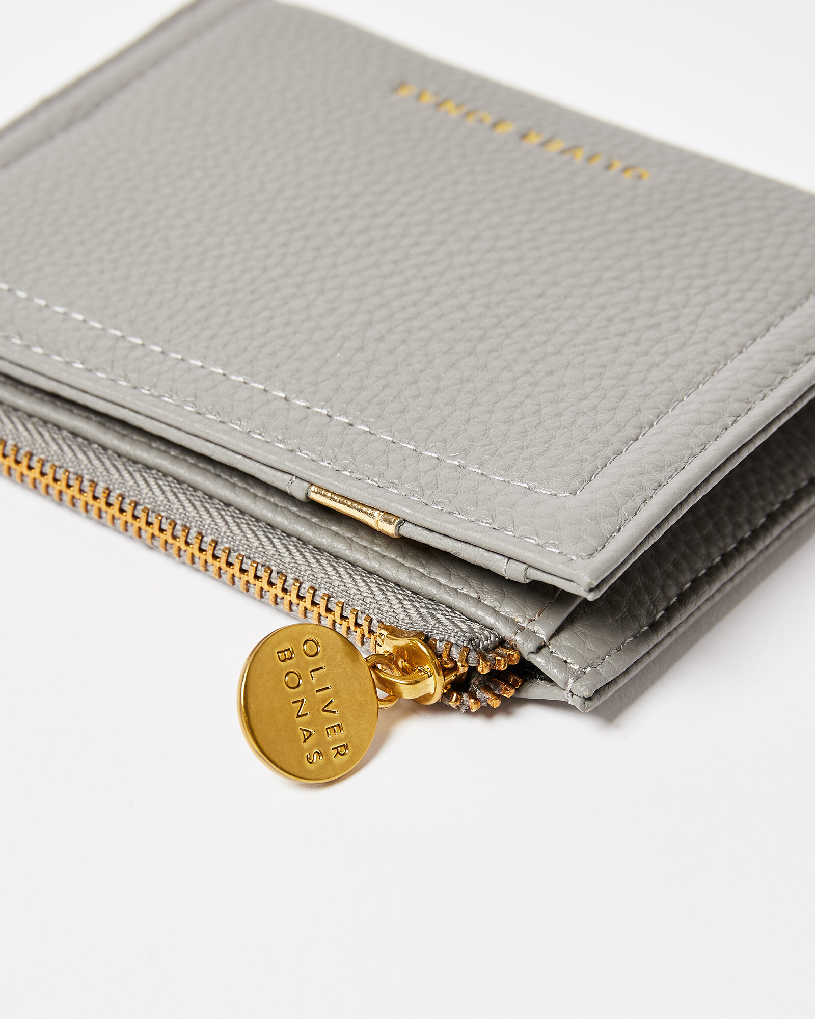 Kinley Grey & Gold Zipped Coin Purse | Oliver Bonas