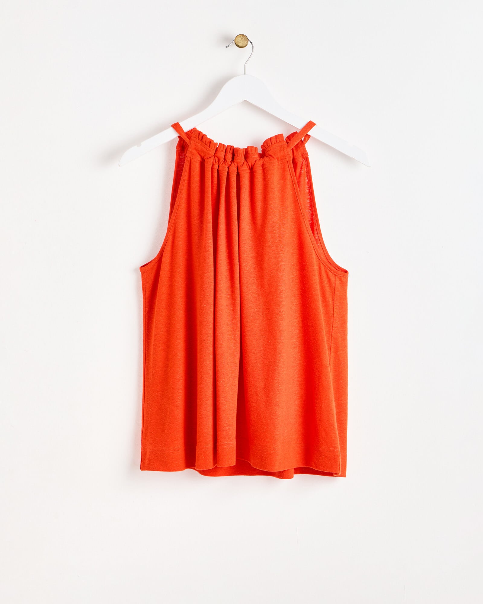 Linen Blend Orange Halter Neck Top | Oliver Bonas