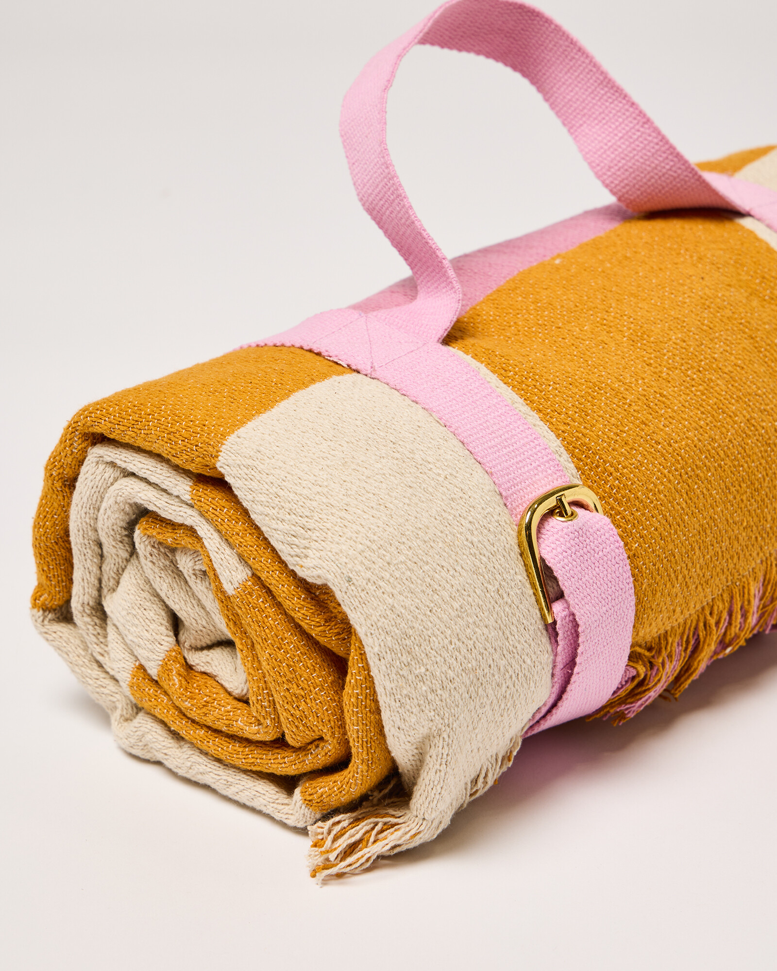 Checked Pink & Yellow Picnic Rug | Oliver Bonas