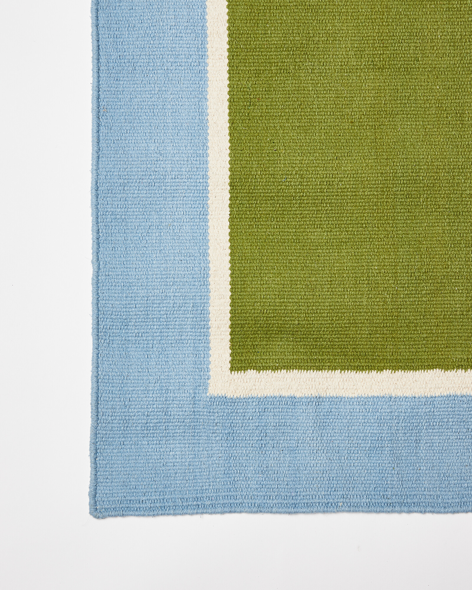 Elio Green Bordered Handwoven Cotton Runner Rug | Oliver Bonas