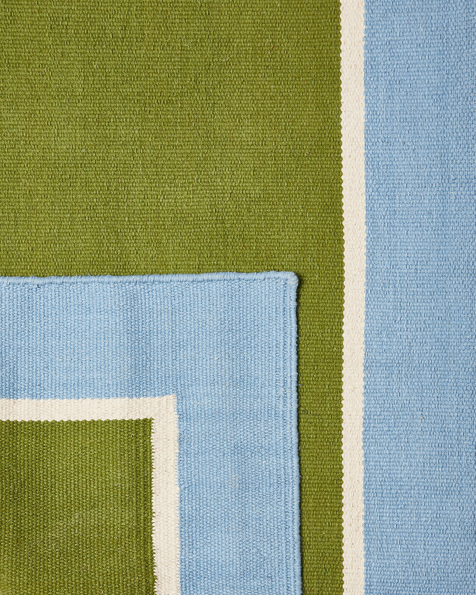 Elio Green Bordered Handwoven Cotton Runner Rug | Oliver Bonas