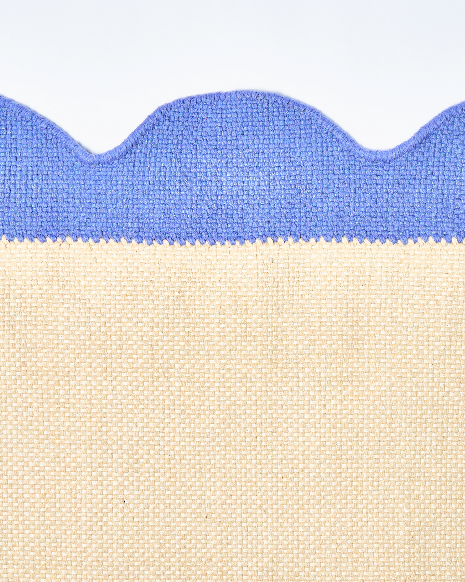 Cecily Handwoven Scalloped Blue Runner Rug 80x200cm | Oliver Bonas