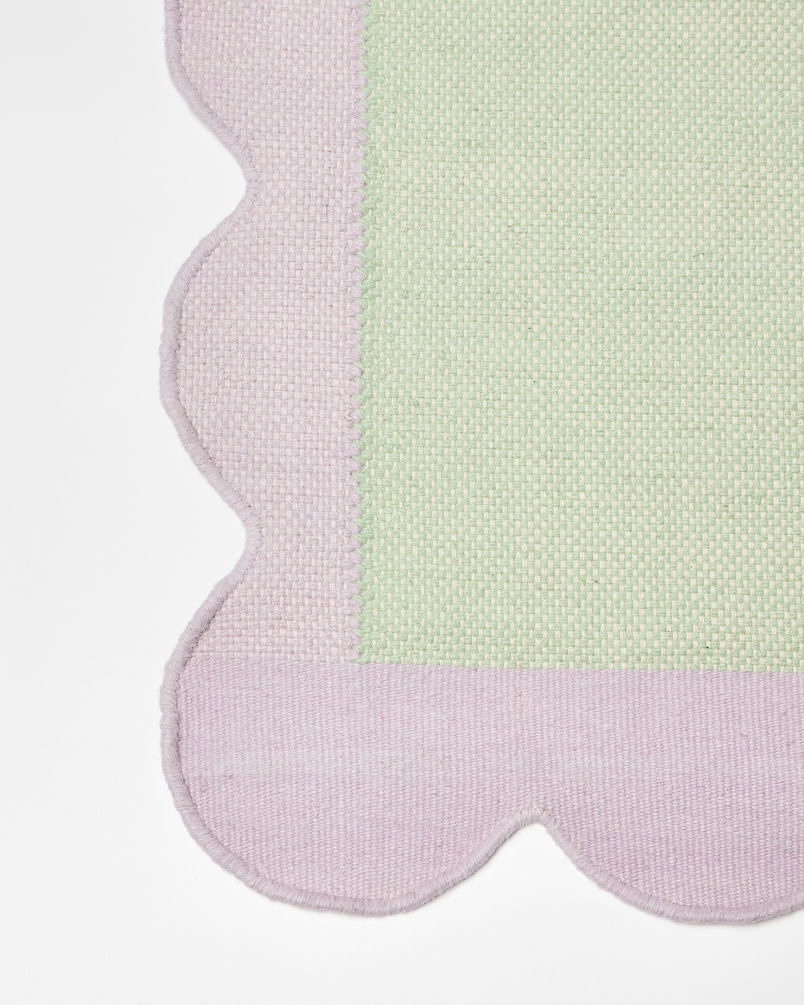Cecily Handwoven Scalloped Green Rug 140x200 | Oliver Bonas