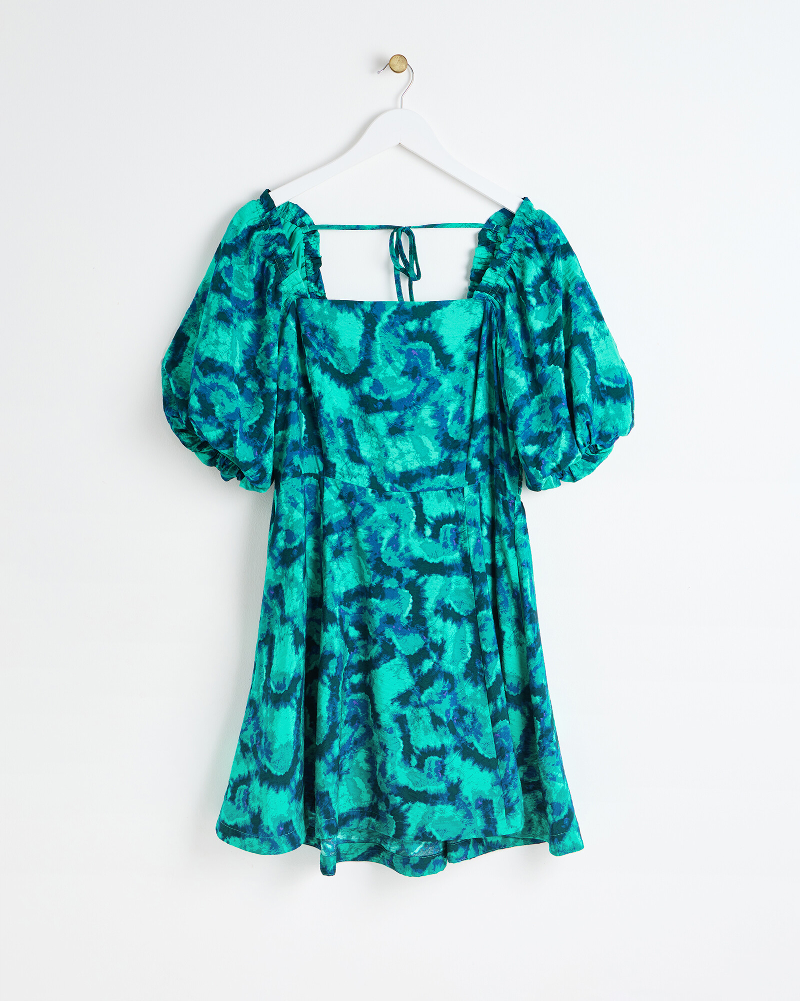 Swirl Print Green Mini Dress | Oliver Bonas