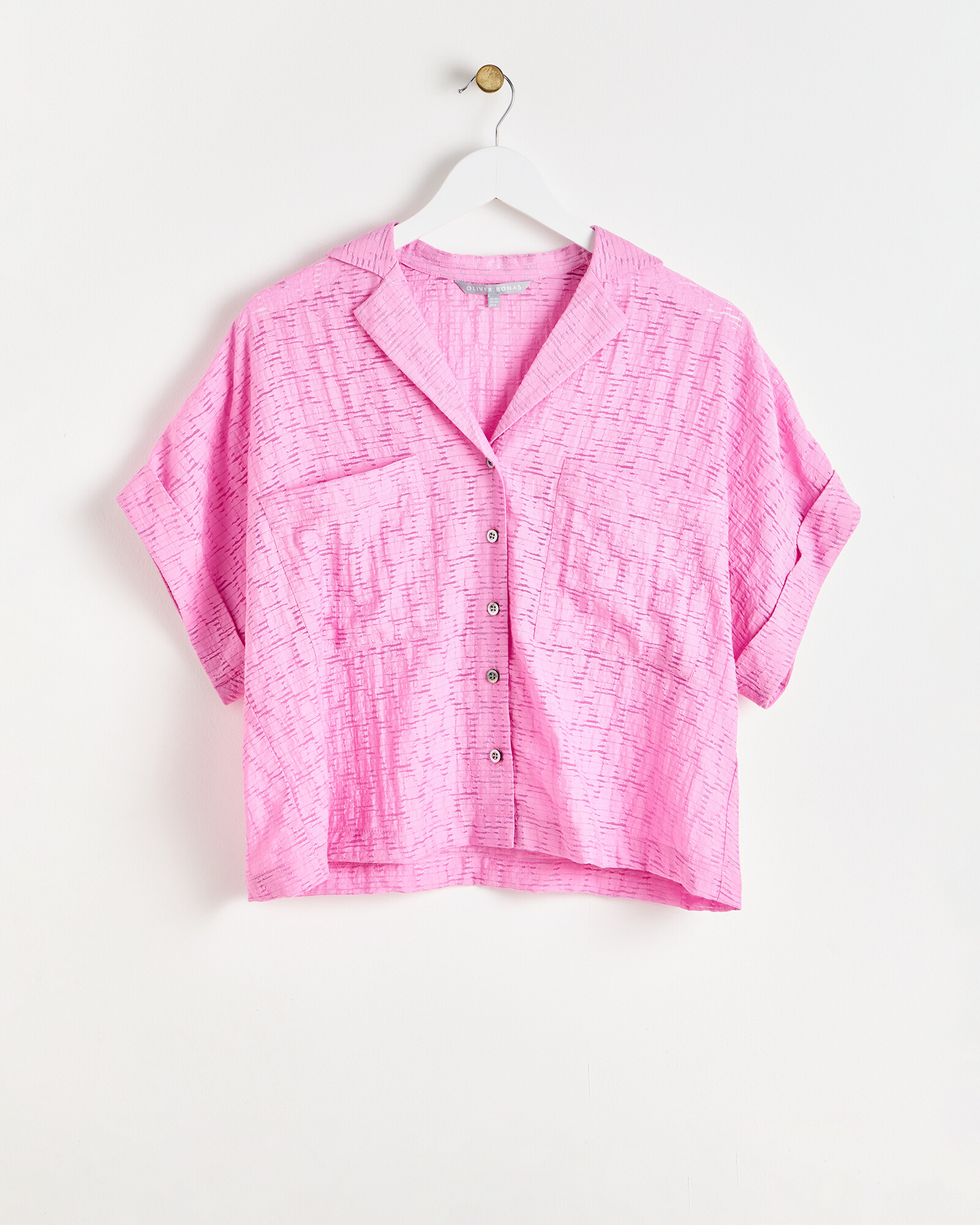 Pink Textured Boxy Shirt | Oliver Bonas