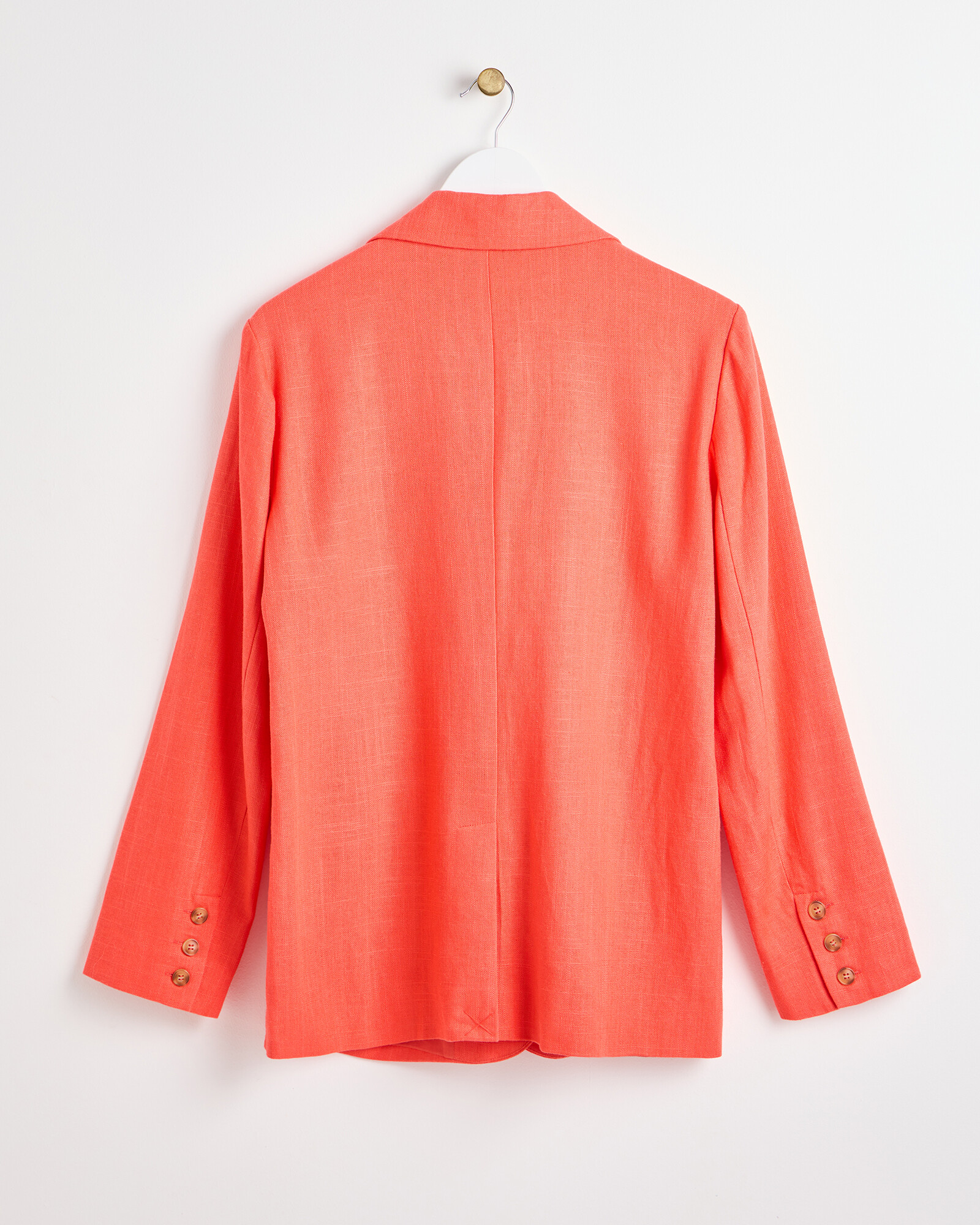Deep Coral Orange Linen Blend Casual Blazer | Oliver Bonas