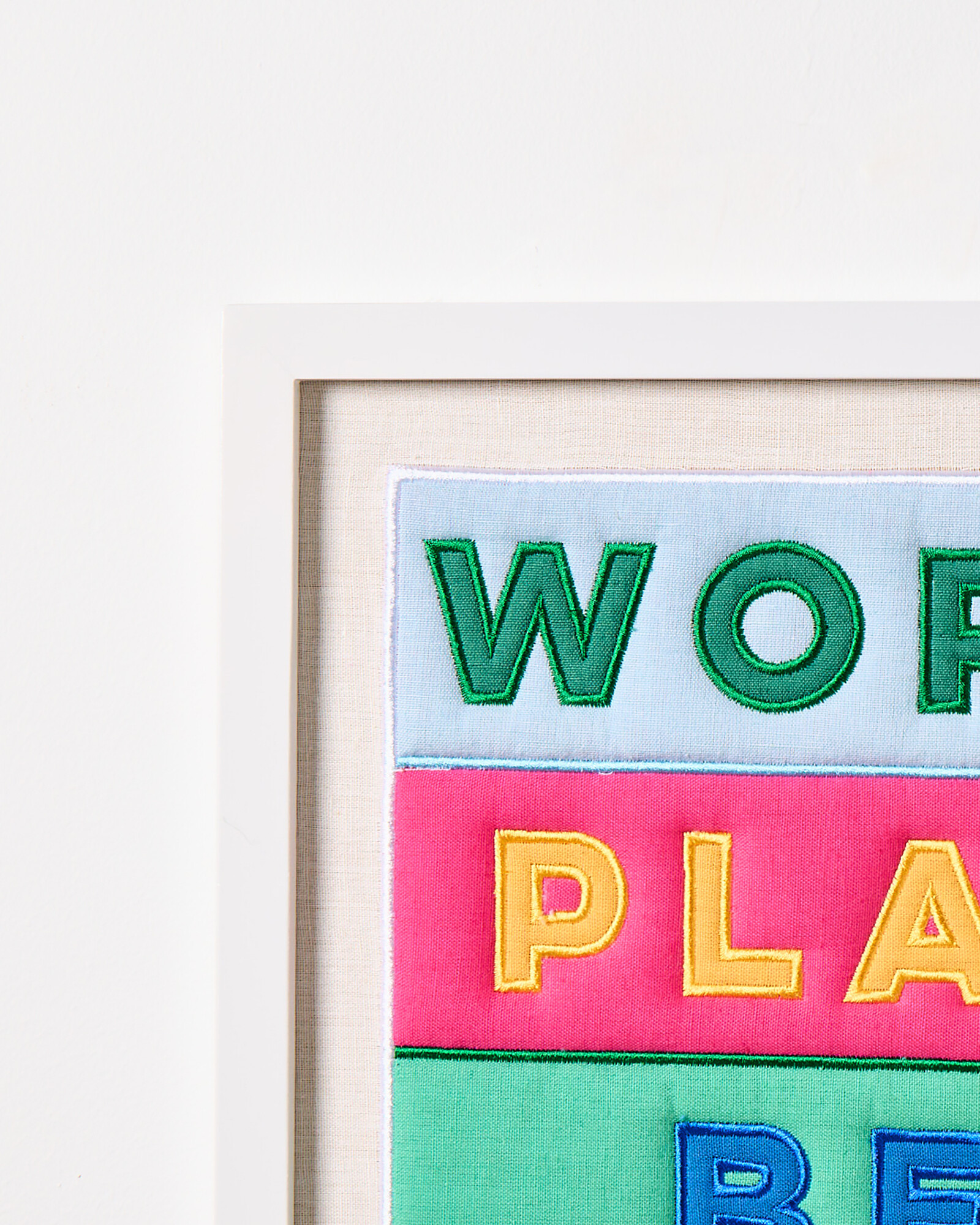 Work Hard Applique Fabric Framed Wall Art | Oliver Bonas