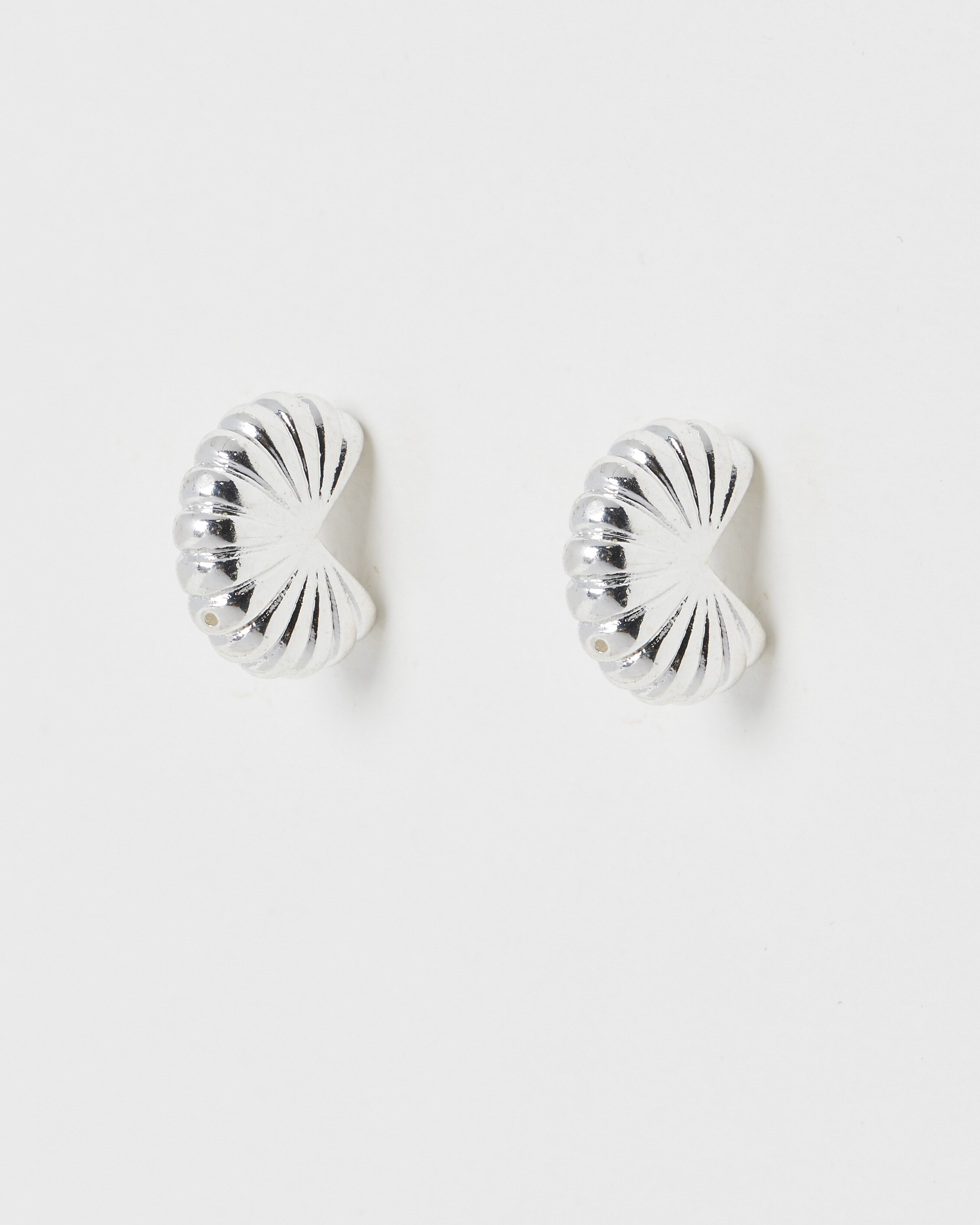Mia Curved Silver Tone Chunky Hoop Earrings | Oliver Bonas