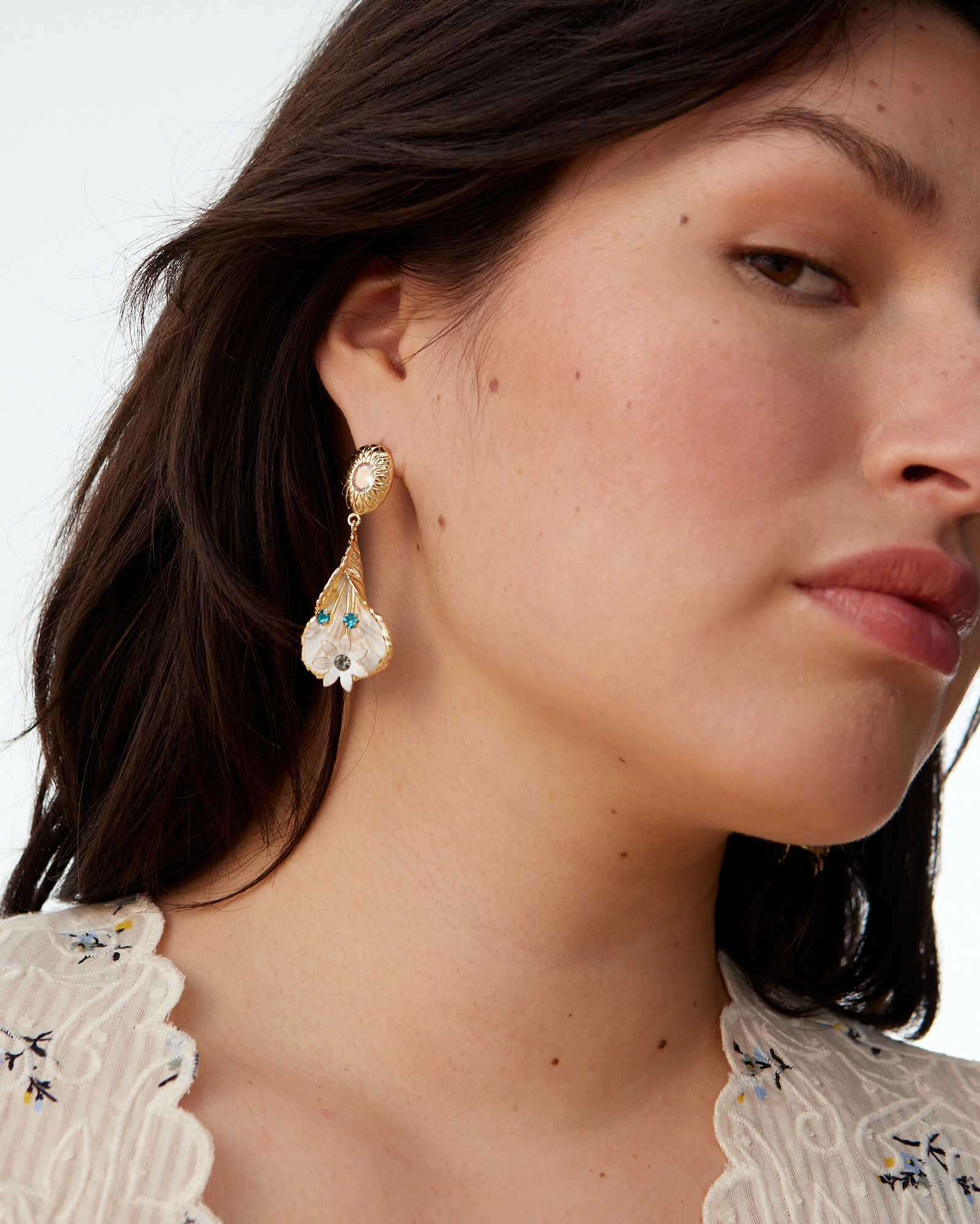 Lily Shell & Flower Statement Earrings | Oliver Bonas