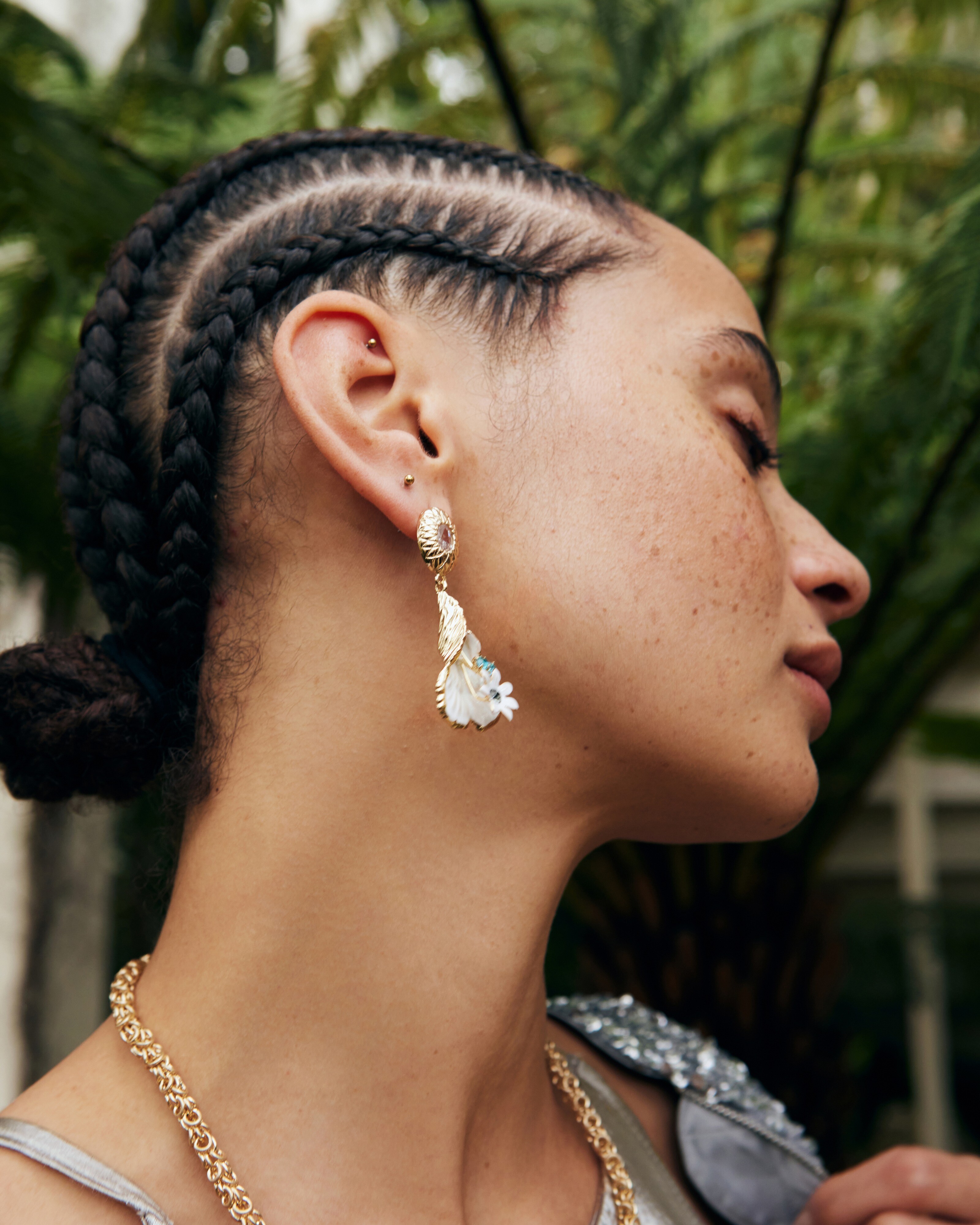 Lily Shell & Flower Statement Earrings | Oliver Bonas