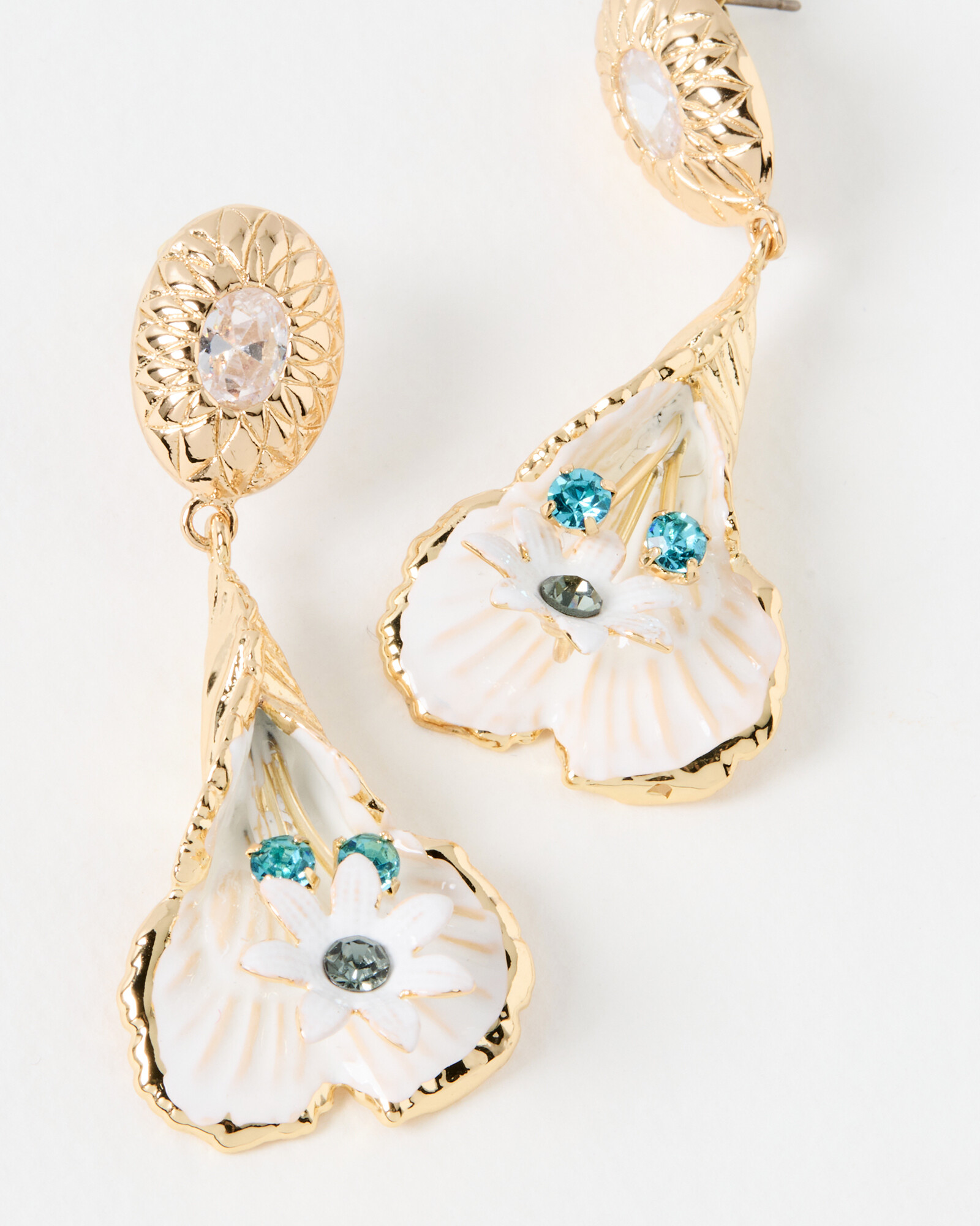 Lily Shell & Flower Statement Earrings | Oliver Bonas