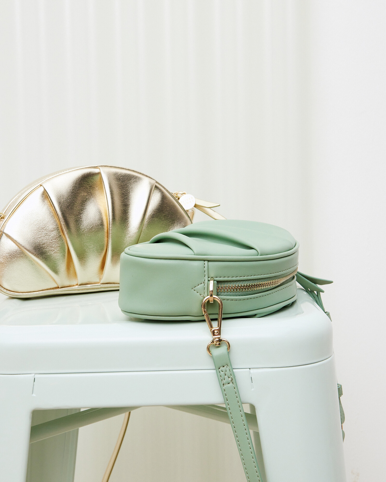 Gold Pleated Croissant Clutch Bag | Oliver Bonas