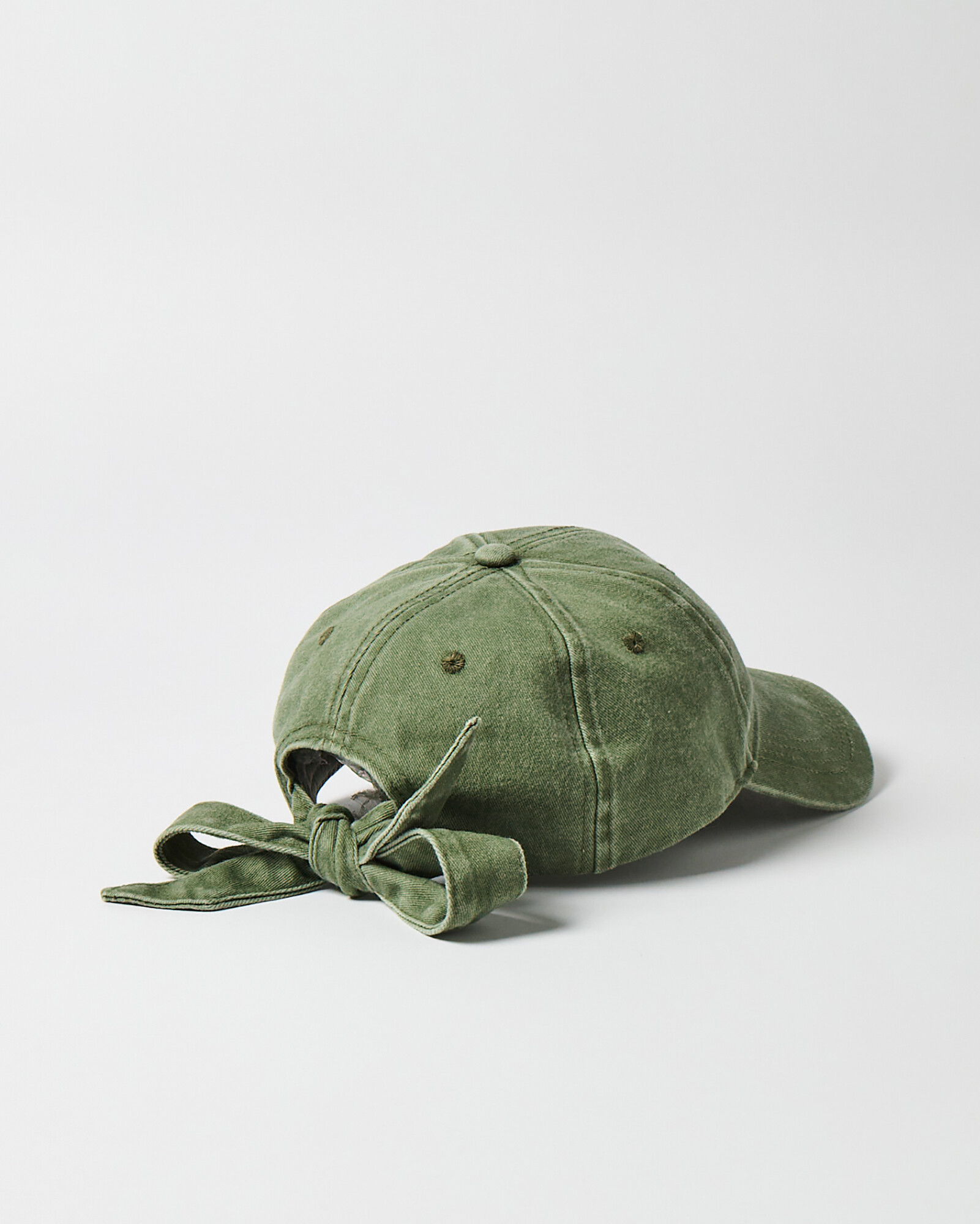 Washed Khaki Green Bow Cap Hat | Oliver Bonas
