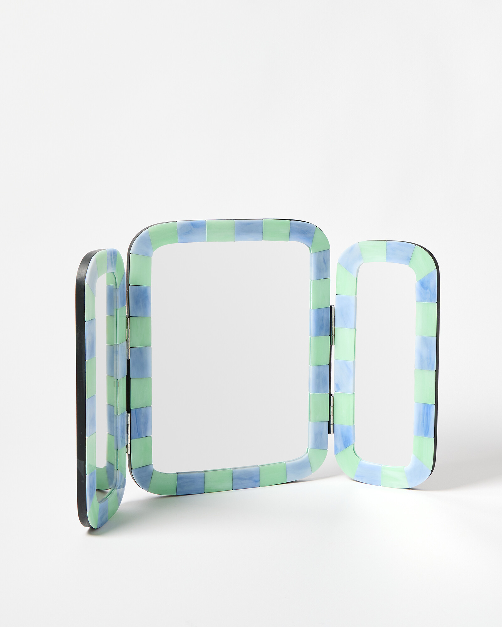 Alyssa Green & Blue Glass Dressing Table Mirror | Oliver Bonas