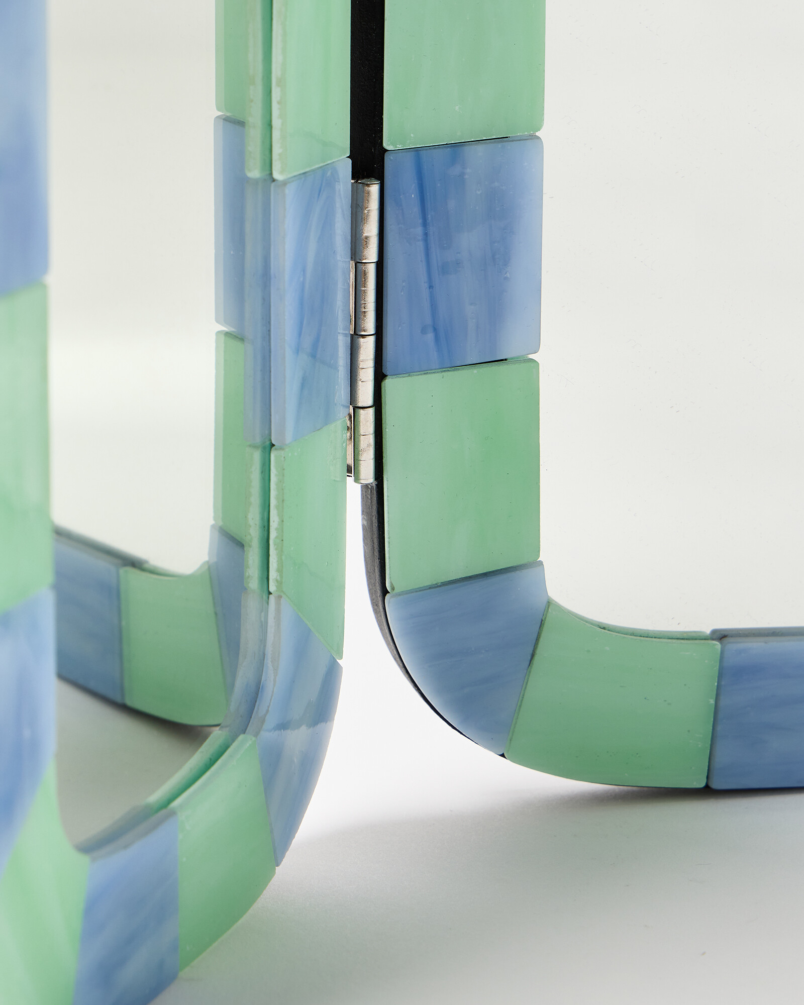 Alyssa Green & Blue Glass Dressing Table Mirror | Oliver Bonas