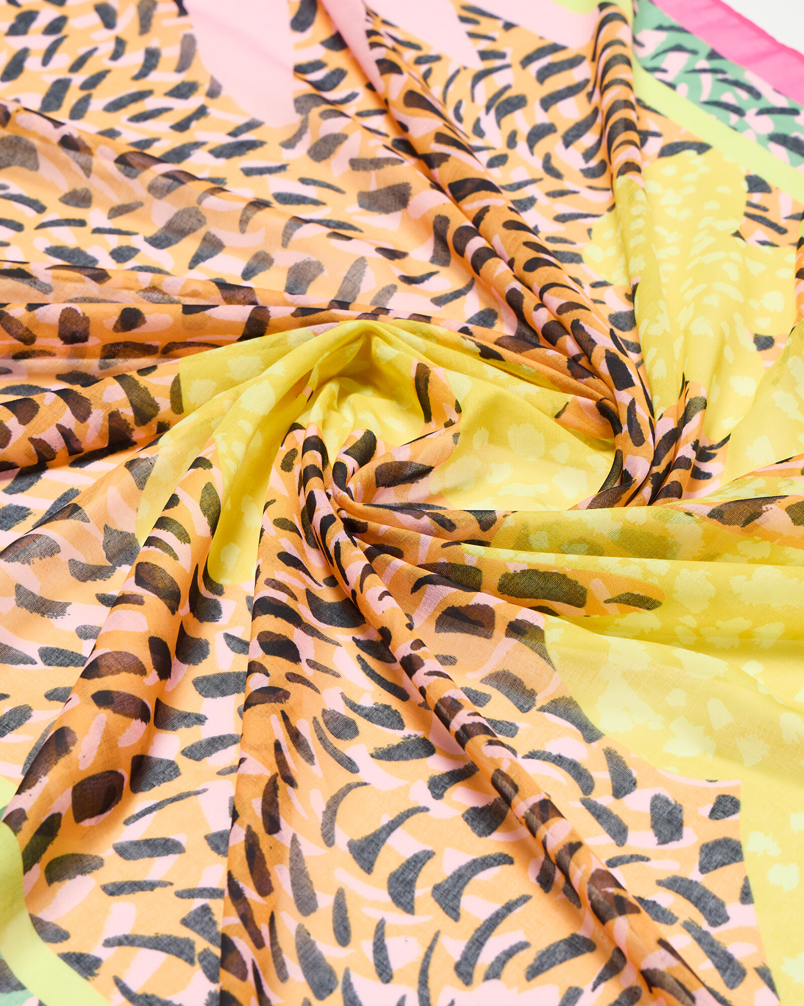 Animal Print Mark Making Yellow Lightweight Scarf | Oliver Bonas
