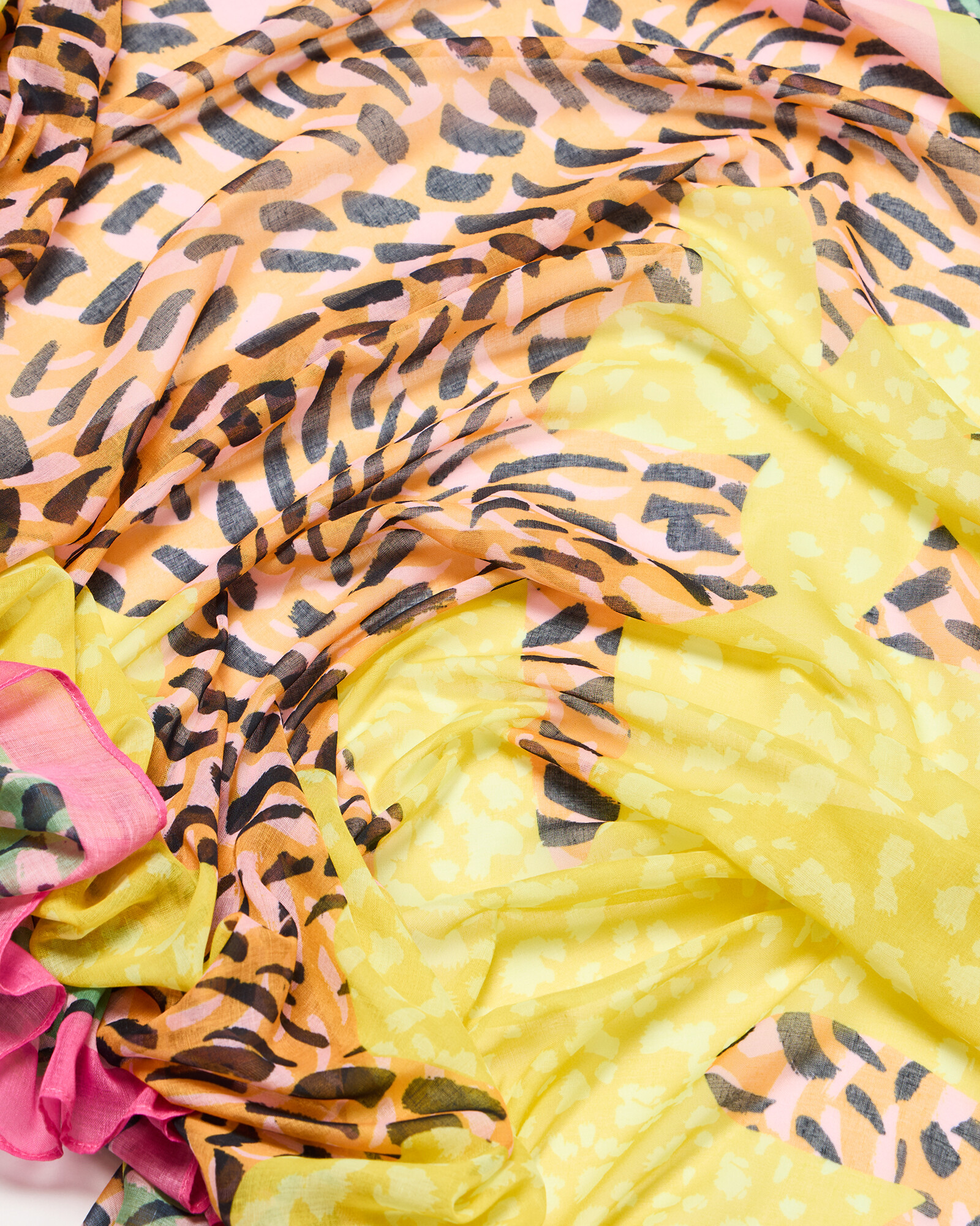 Animal Print Mark Making Yellow Lightweight Scarf | Oliver Bonas
