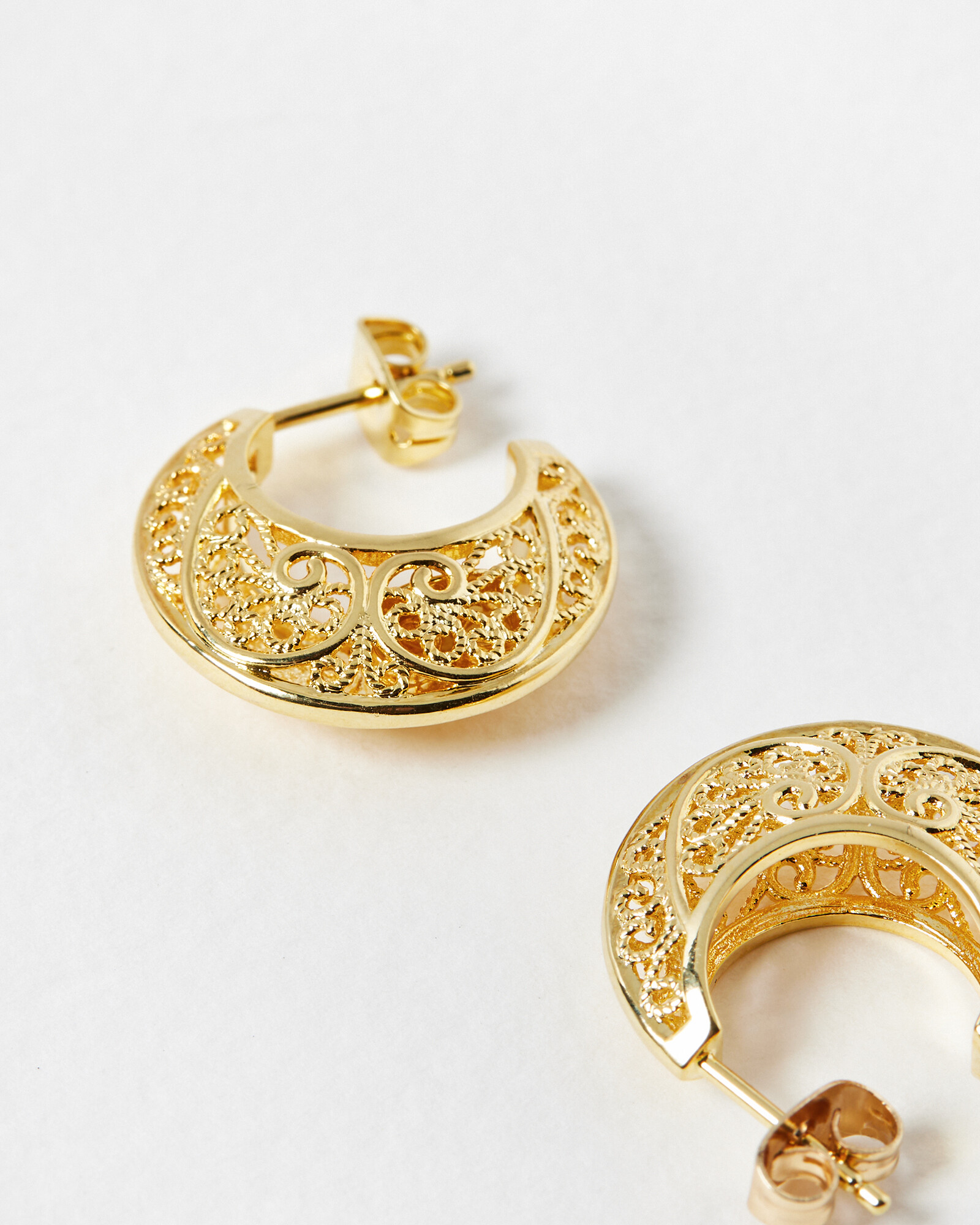 Seren Filigree Gold Plated Hoop Earrings | Oliver Bonas