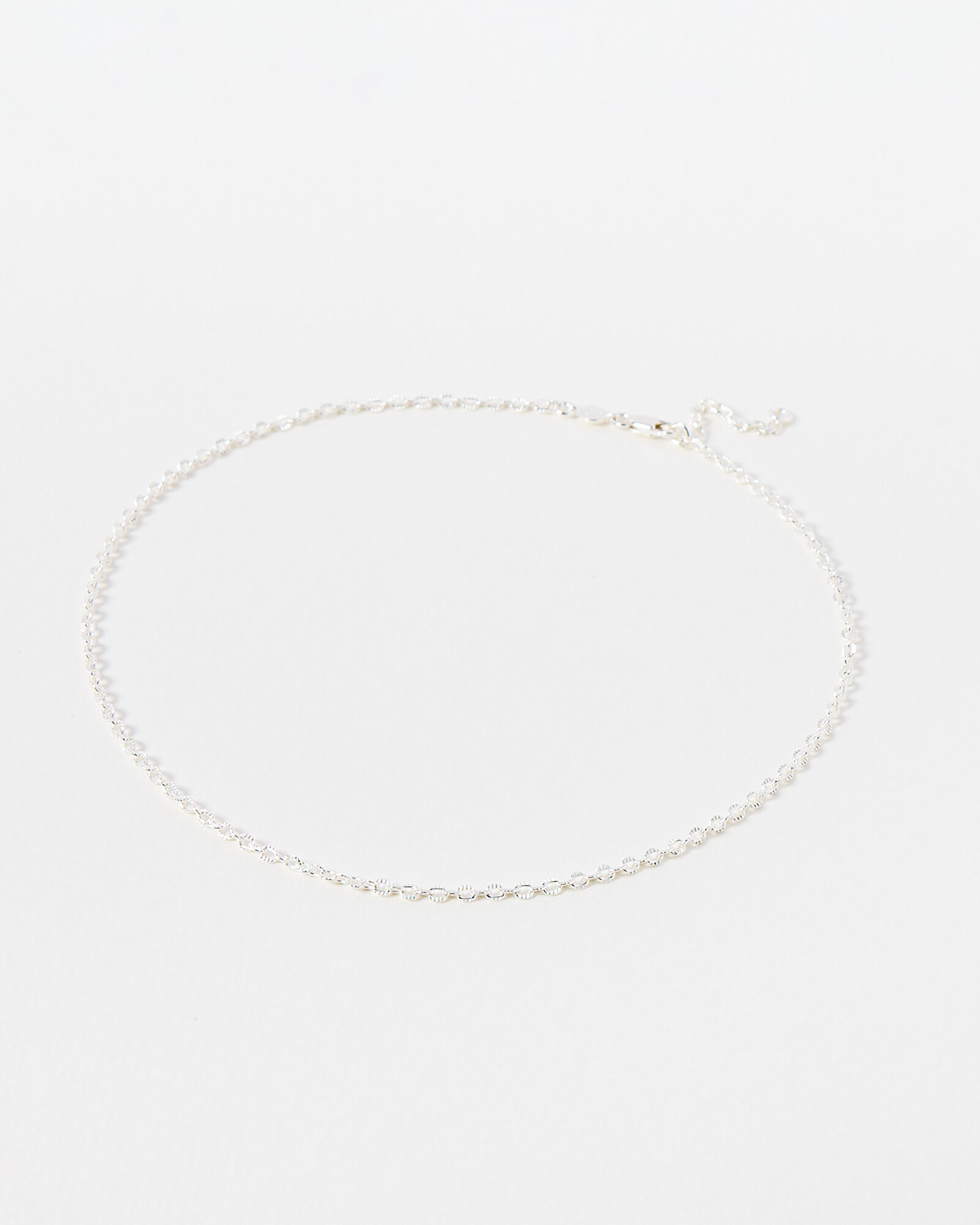 Awel Textured Oval Silver Plated Chain Necklace | Oliver Bonas