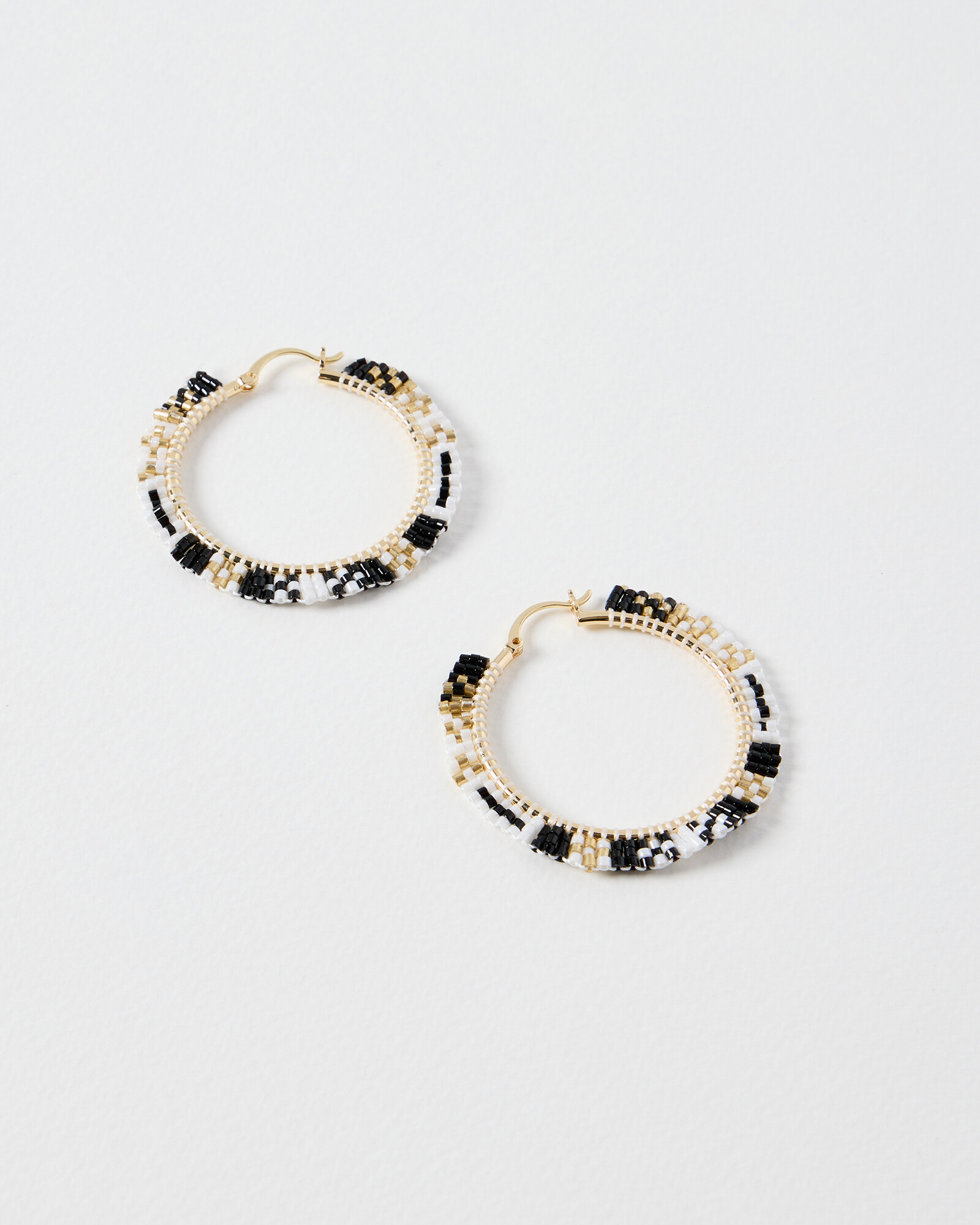 Myra Black & White Beaded Hoop Earrings | Oliver Bonas IE