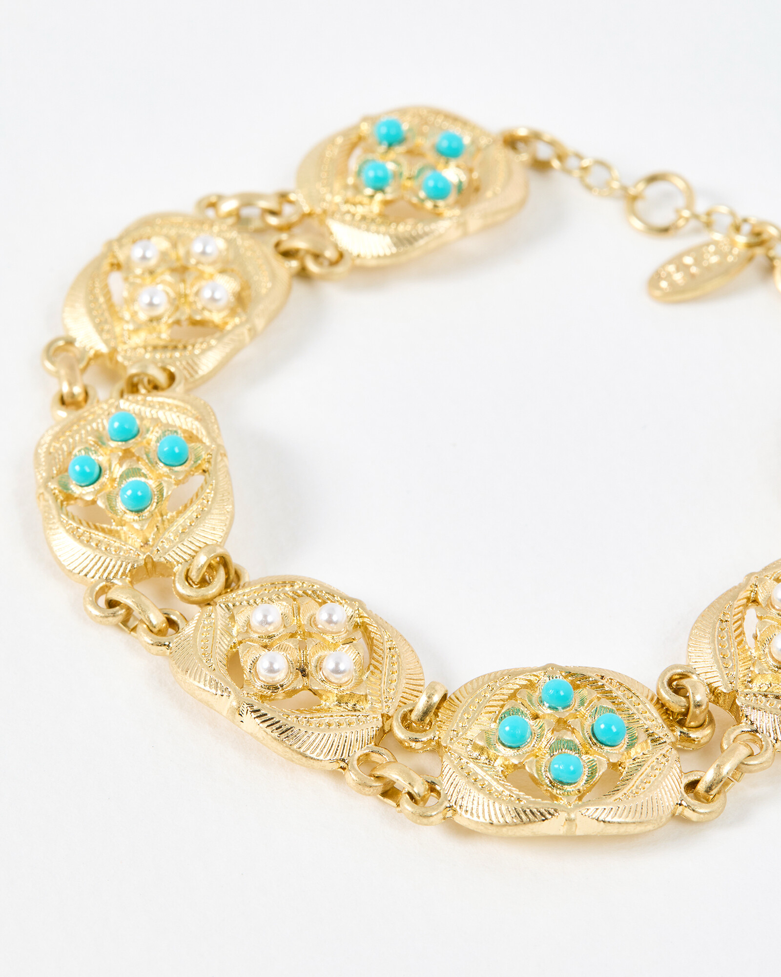 Dana Square Pendant & Faux Pearl Chain Bracelet | Oliver Bonas