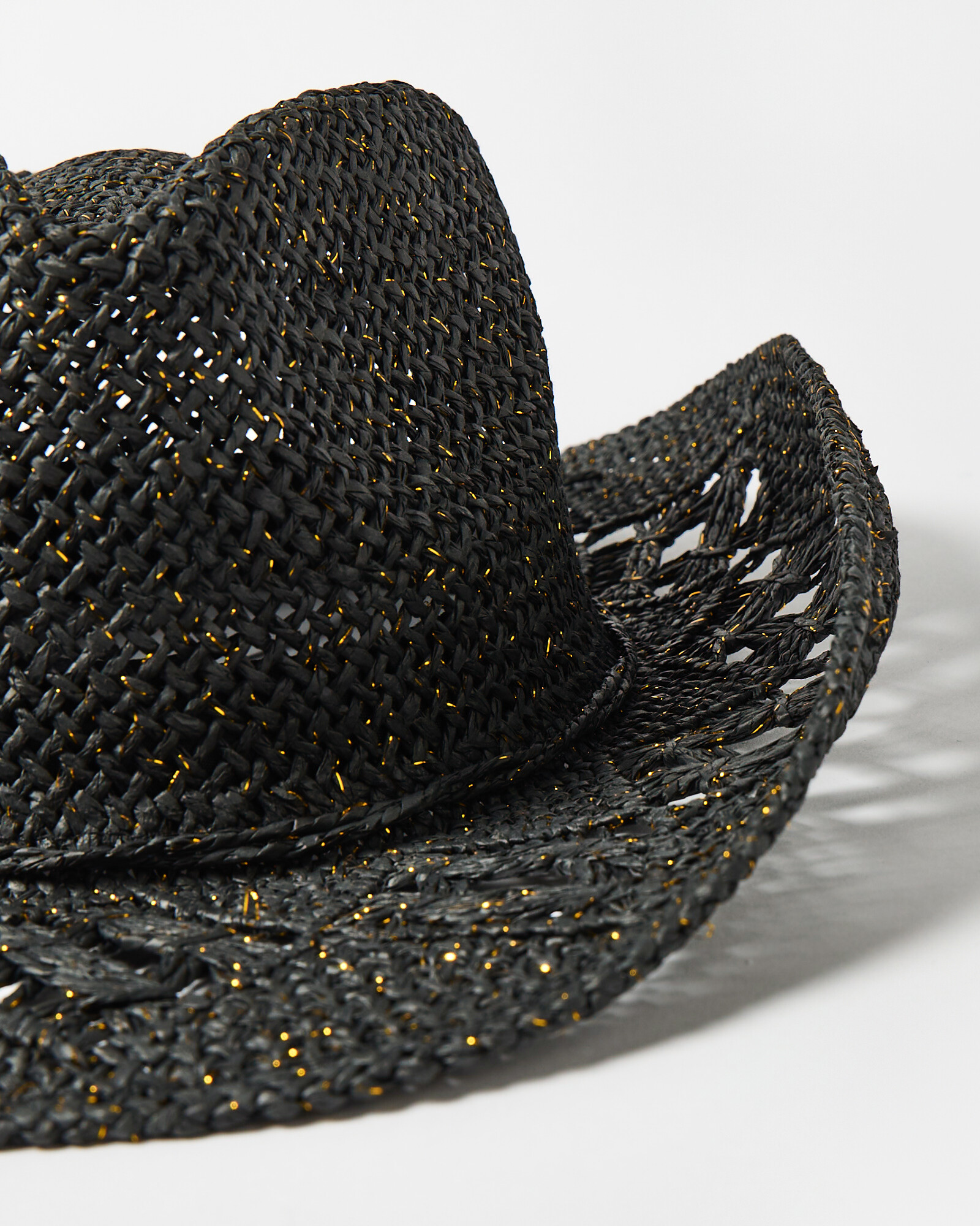 Black Sparkle Straw Cowboy Hat | Oliver Bonas