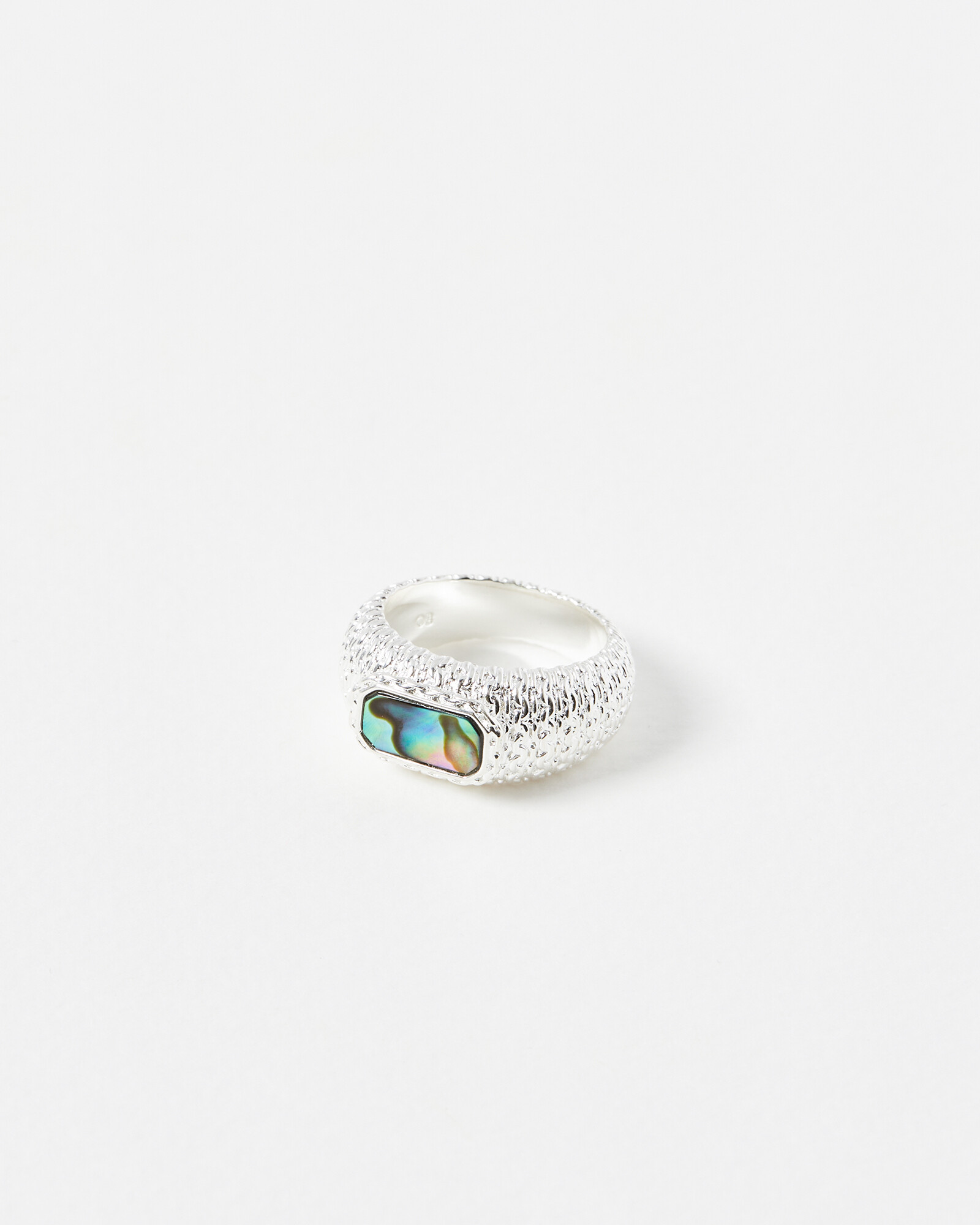 Alys Paua Shell Textured Dome Silver Statement Ring | Oliver Bonas