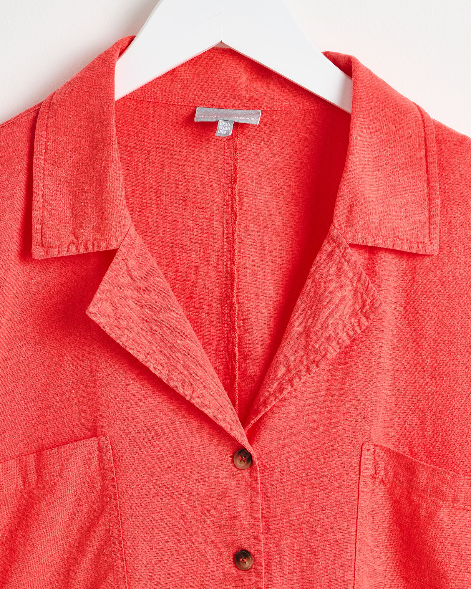 Coral Orange Linen Blend Boxy Shirt | Oliver Bonas