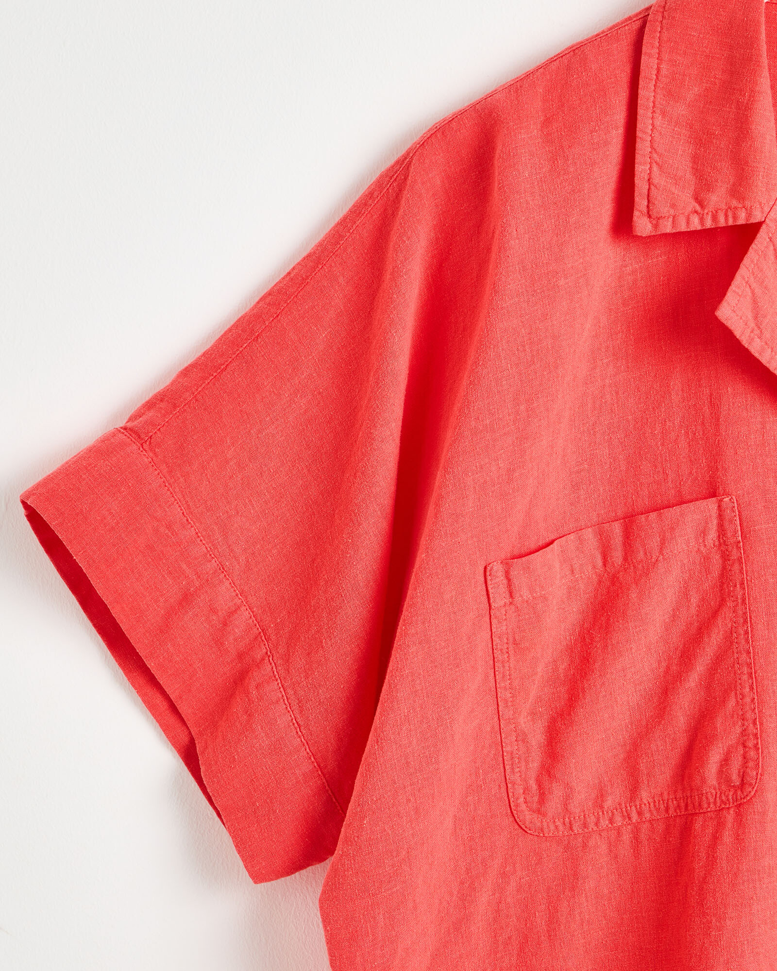 Coral Orange Linen Blend Boxy Shirt | Oliver Bonas