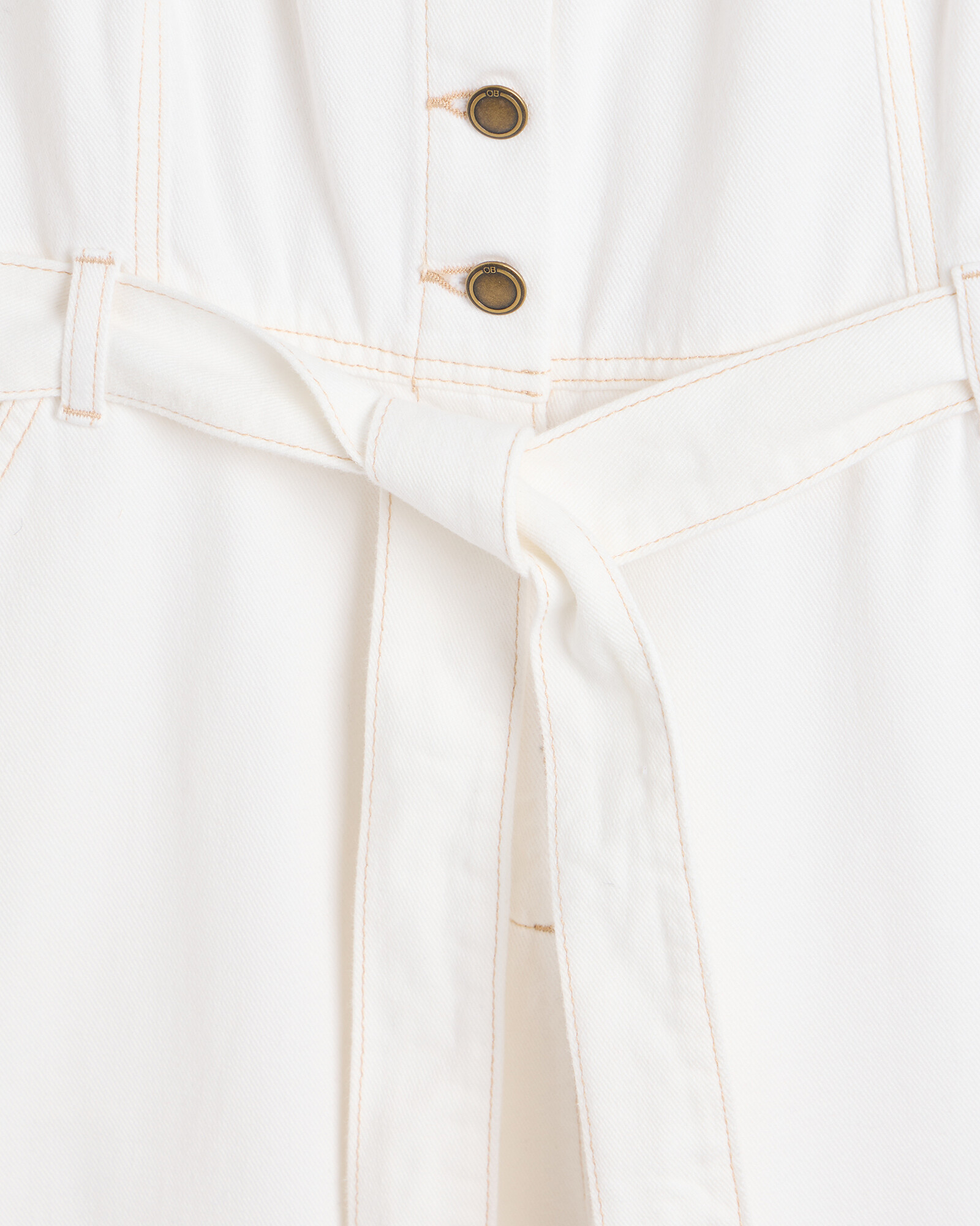 Ecru Cream Denim V-Neck Wide Leg Jumpsuit | Oliver Bonas