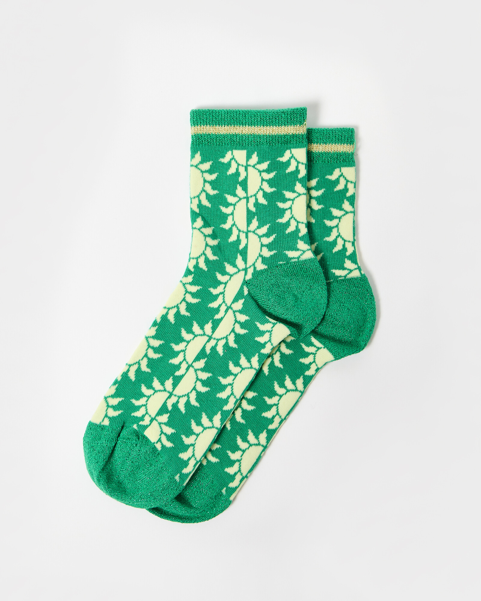 Green & Yellow Geometric Sun Ankle Socks | Oliver Bonas