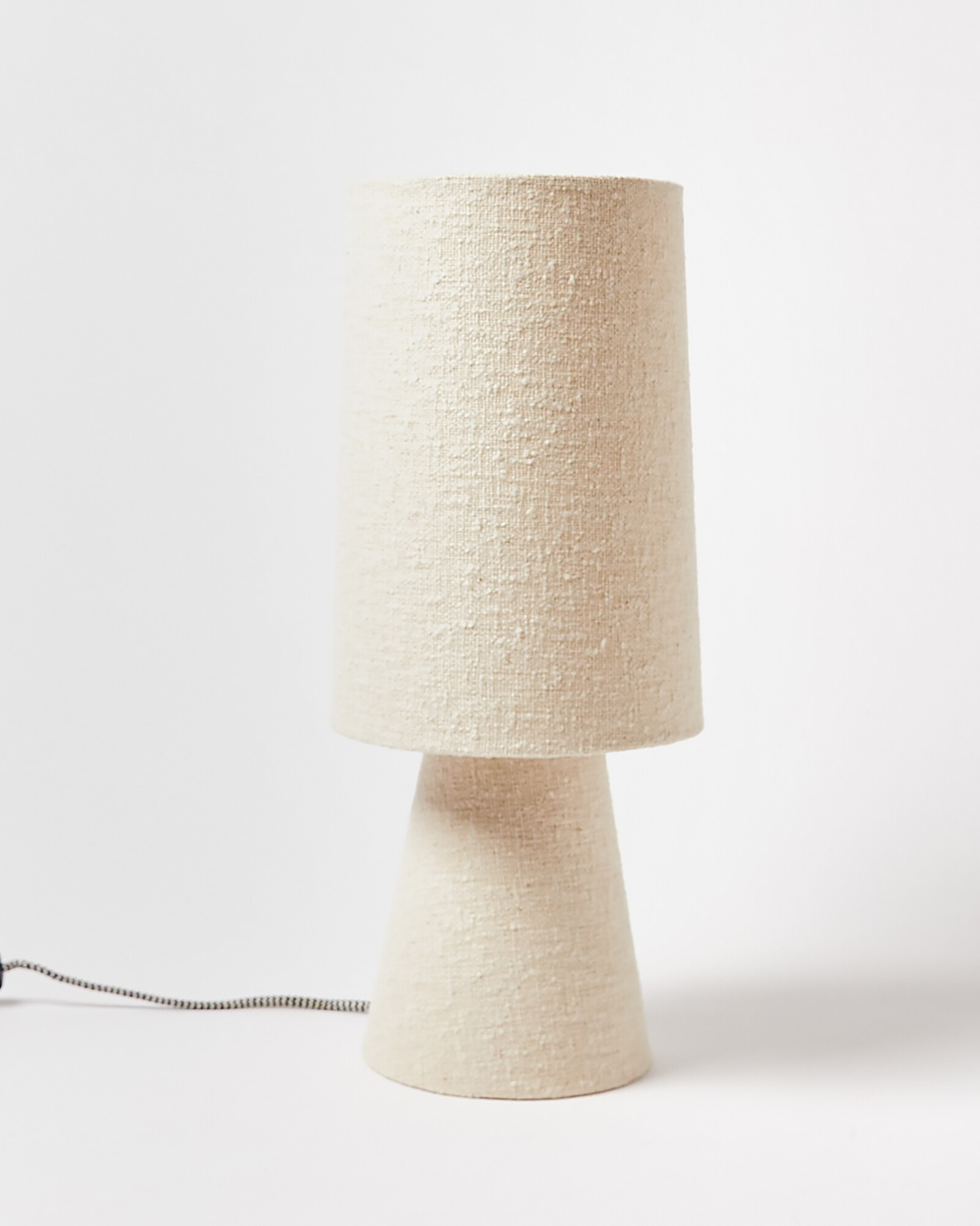 Alma White Boucle Column Table Light | Oliver Bonas