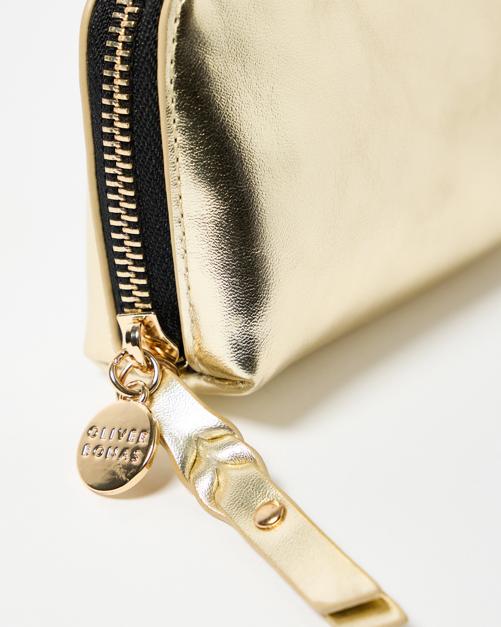 Holly Gold Zip Around Pouch | Oliver Bonas