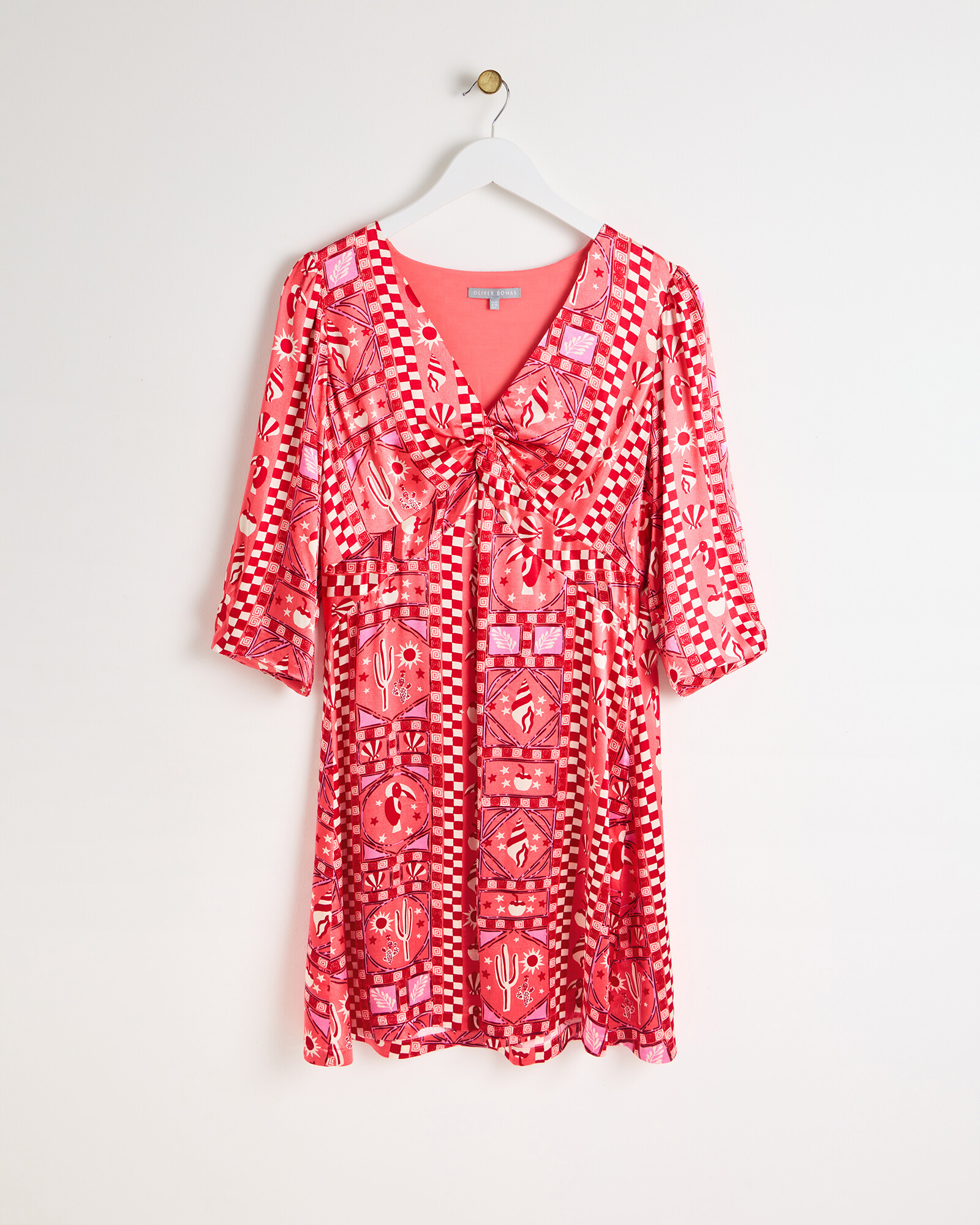 Vacation Vibes Red Graphic Print Mini Dress | Oliver Bonas